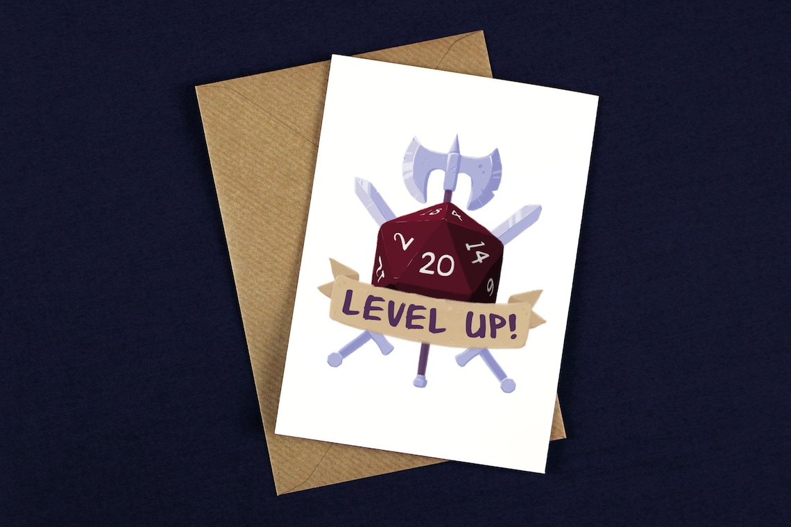 20 Level up Birthday Card / D&D Birthday Card / D20 Birthday | Etsy