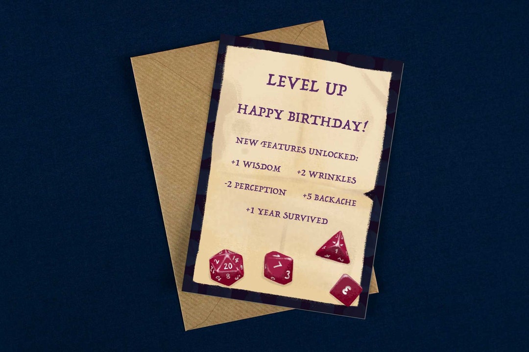 Level up Birthday Card / D&D Birthday Card / Joke Birthday Card / Funny ...