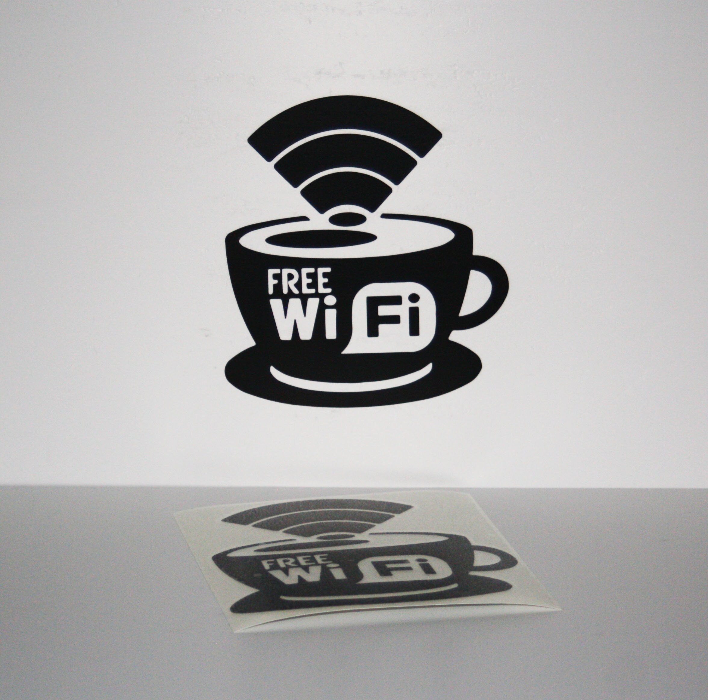 1 x 'Free Wi-Fi' vinyl sticker decal for coffee shop, window, door ...