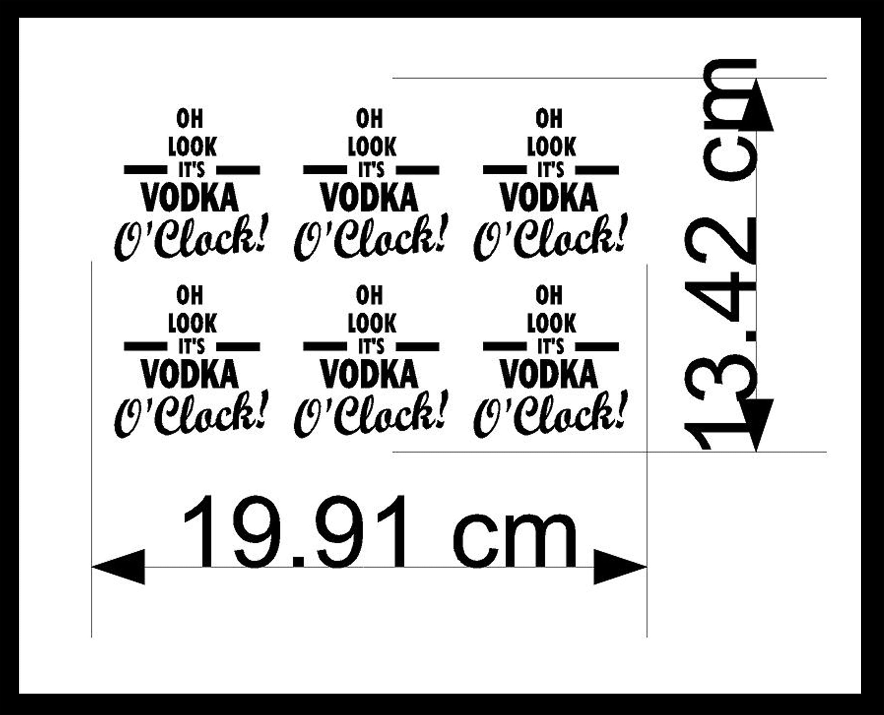 6 X Vodka O'clock Vinyl Sticker Decals for High Glass Celebration ...