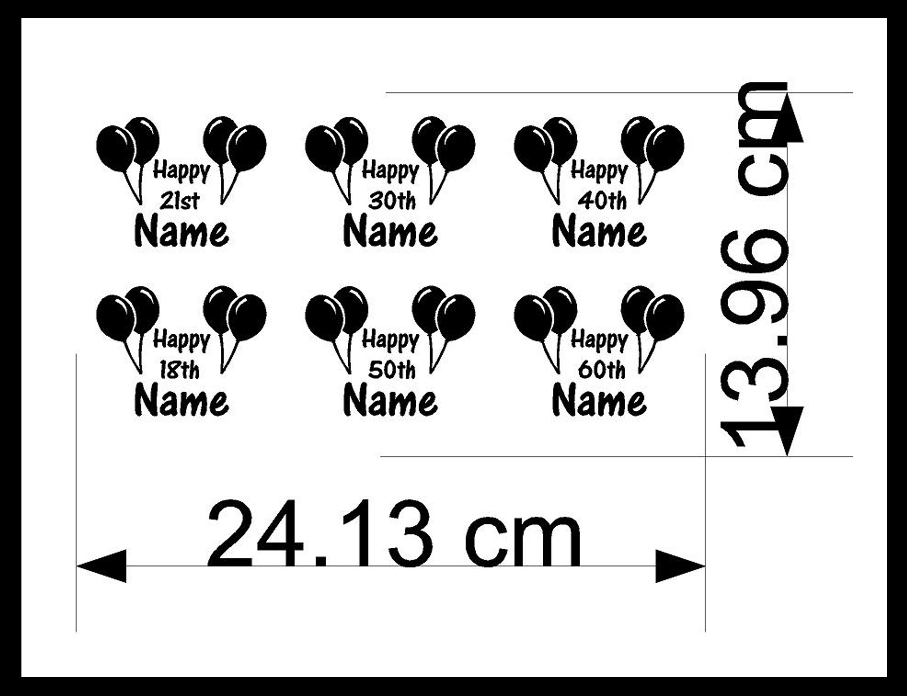 6 X Personalised Happy Birthday Balloon Vinyl Sticker Decals for High ...