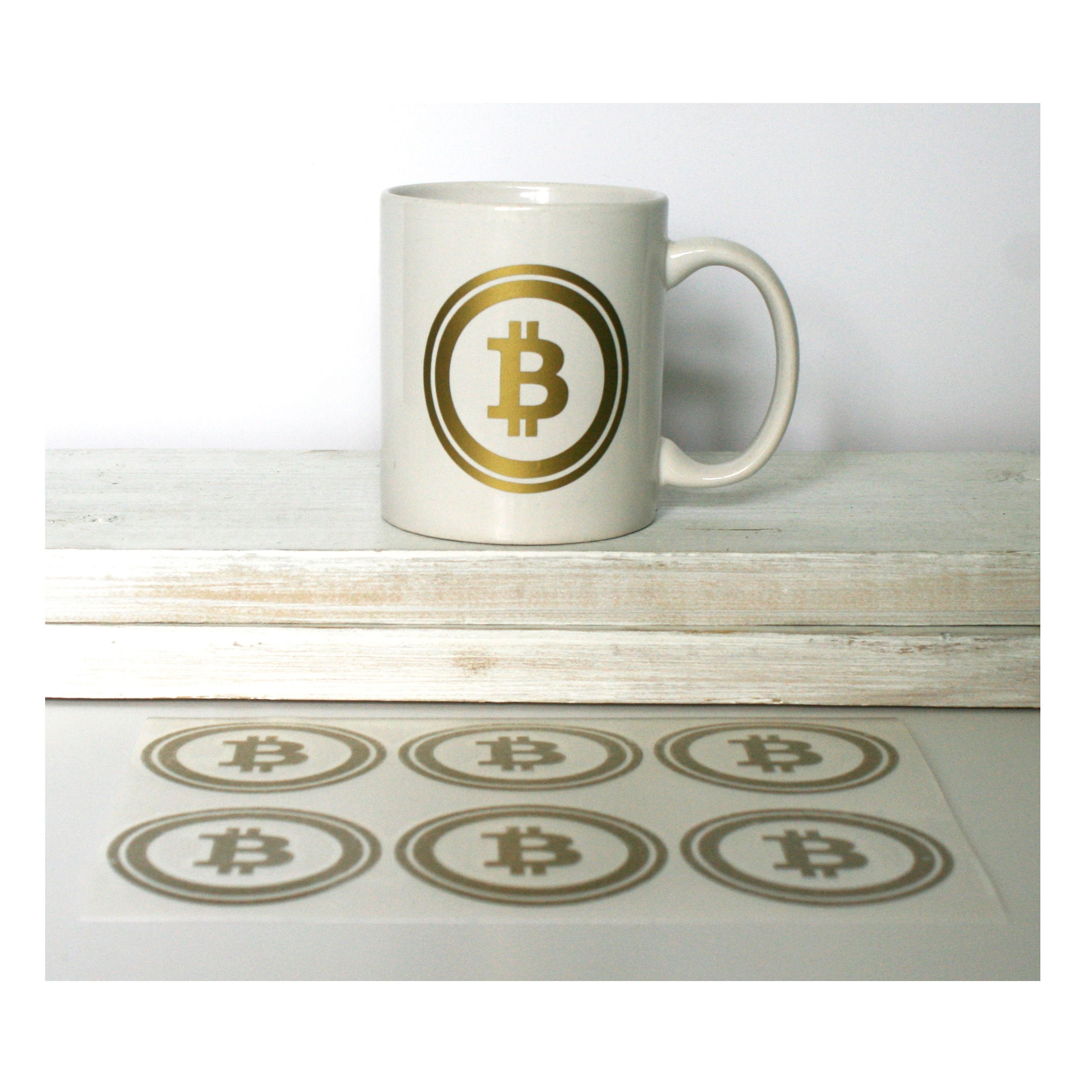 6 X Large Bitcoin Cryptocurrency Label Vinyl Sticker Decals for Mug ...