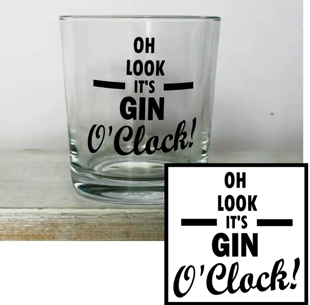 Sticker Decals, 'gin O'clock' Vinyl Sticker Decals X 6. Suitable for ...