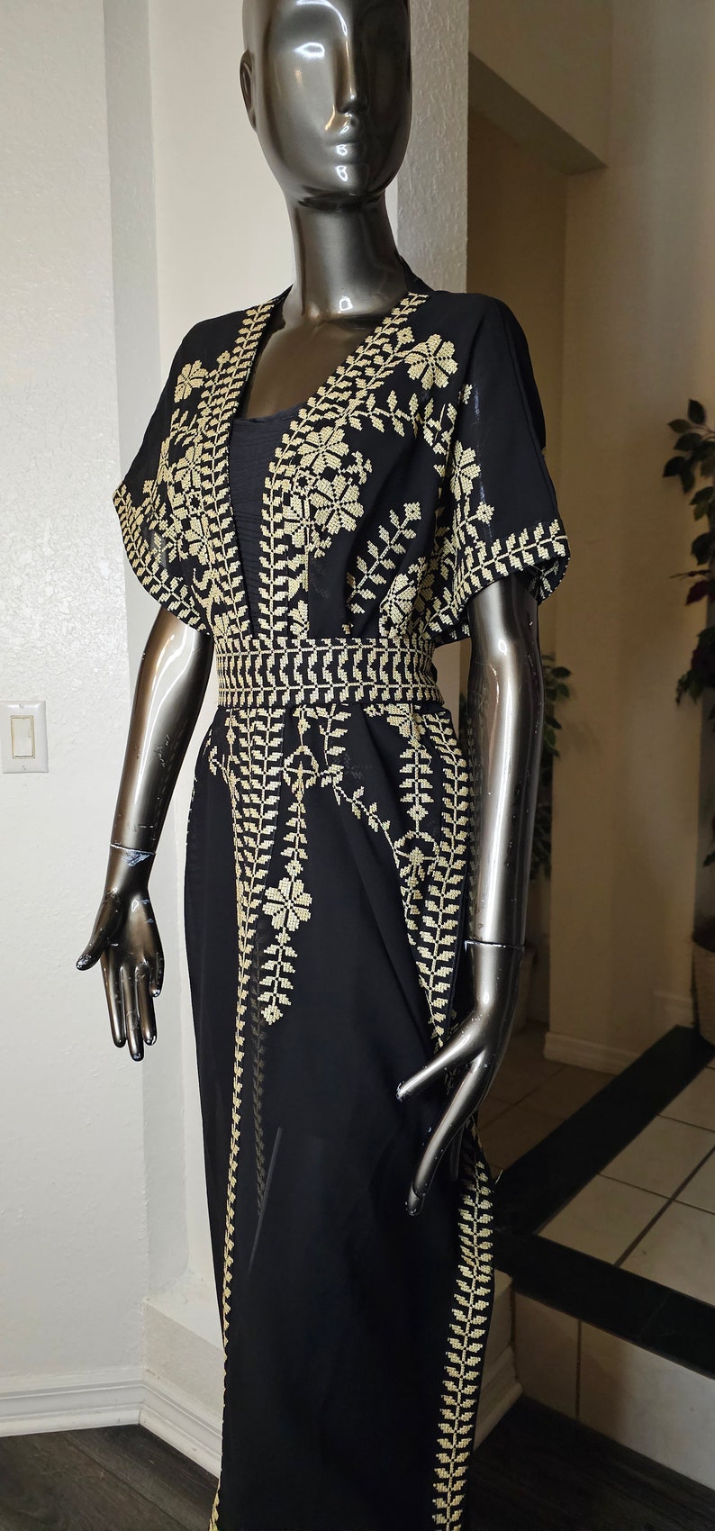 Traditional Modern Palestinian Jordanian Black Embroidered Tatreez ...