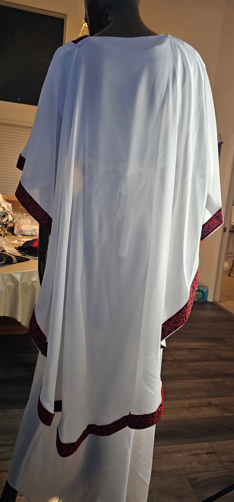 Modern Traditional Embroidered Palestinian Jordanian White Dress Thobe ...