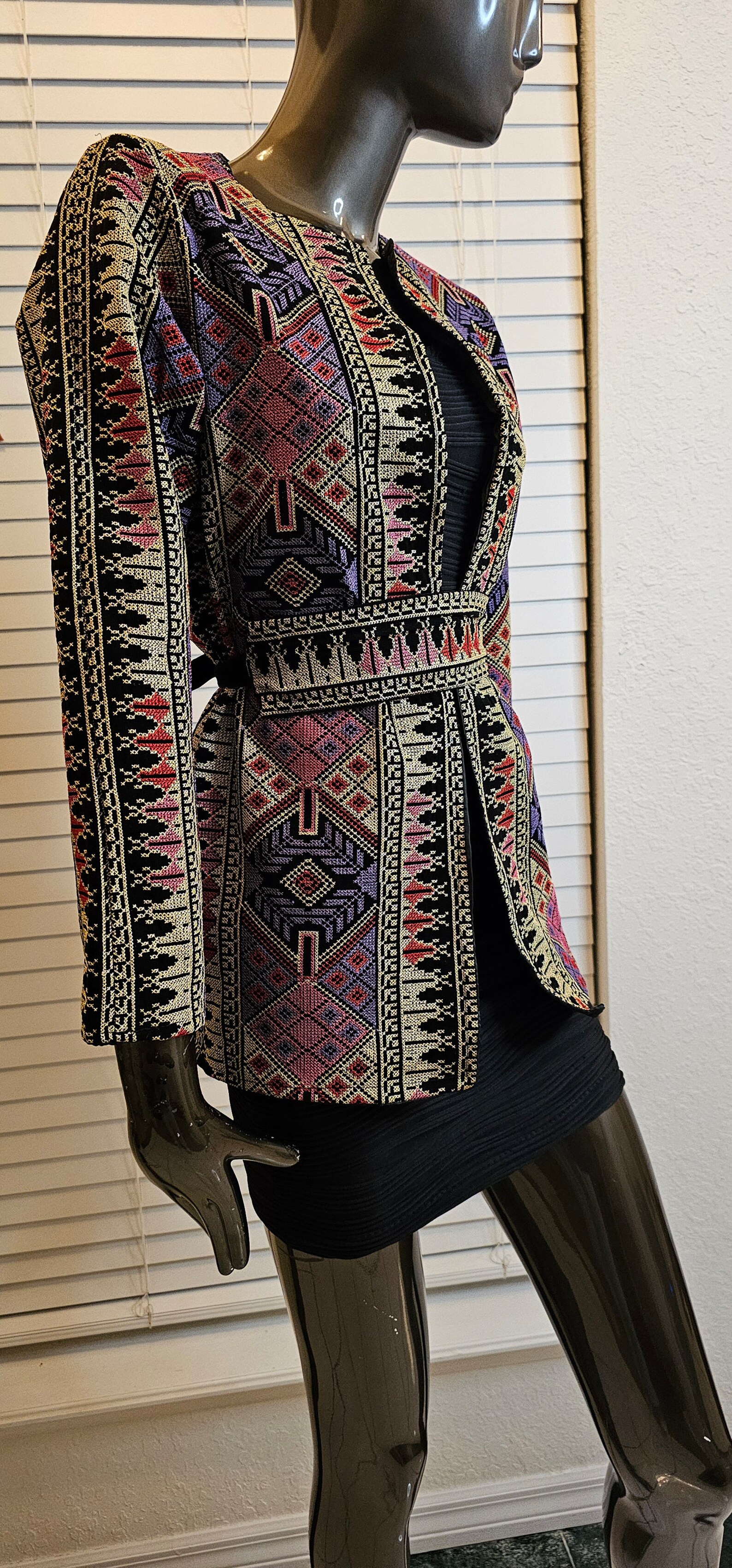 Full Embroidered Palestinian Jordanian Jacket With Gold, Purple and ...