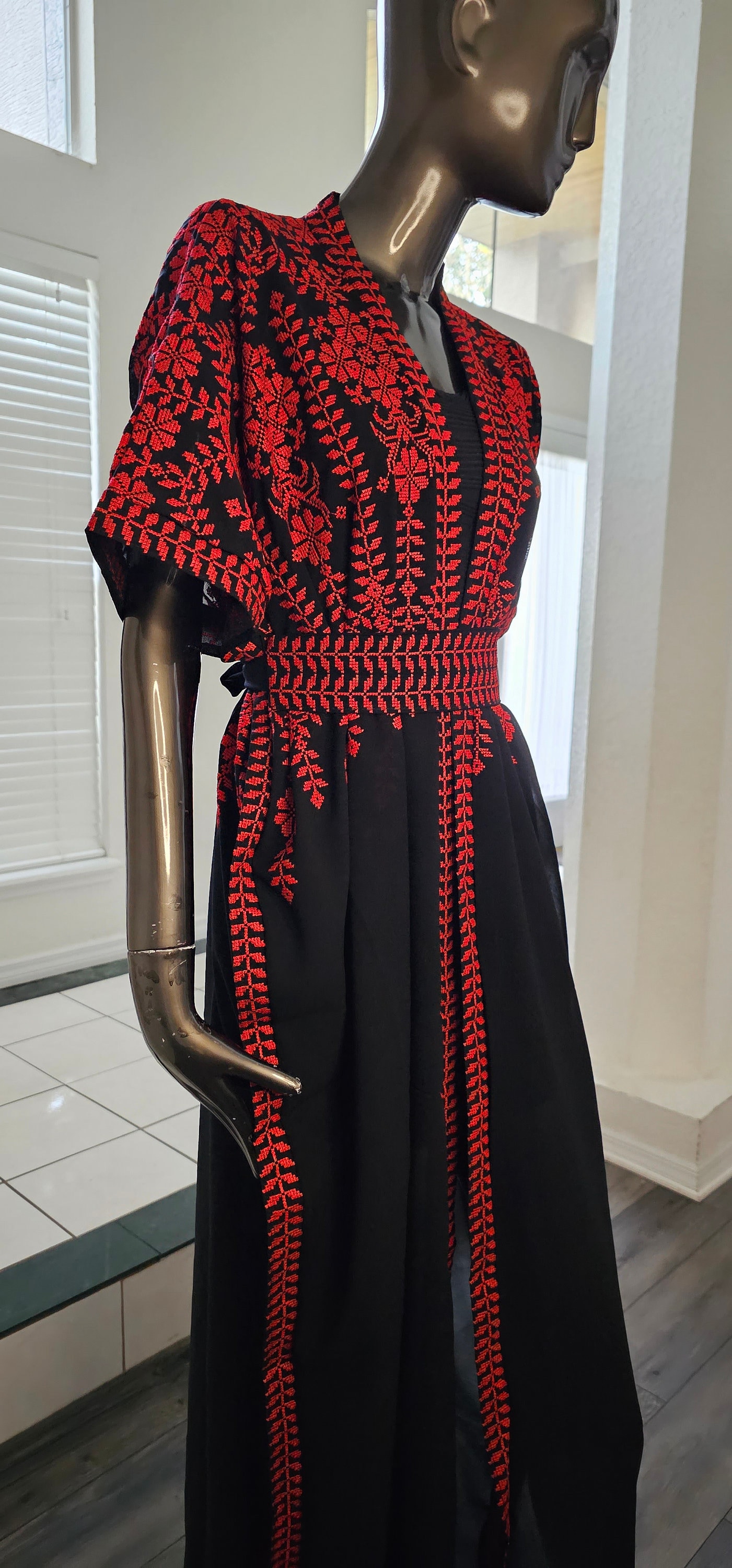 Traditional Modern Palestinian Jordanian Black Embroidered Tatreez ...