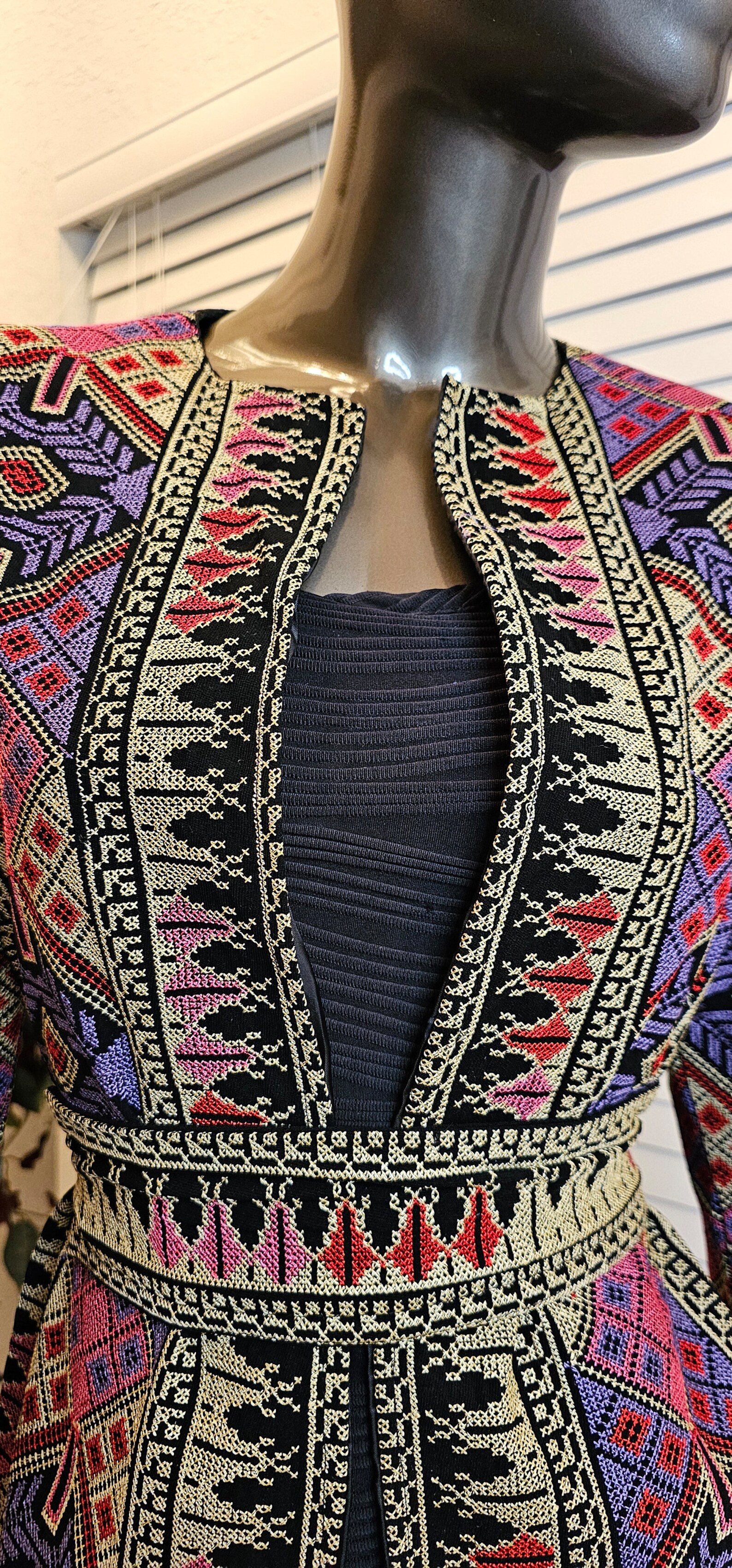 Full Embroidered Palestinian Jordanian Jacket With Gold, Purple and ...