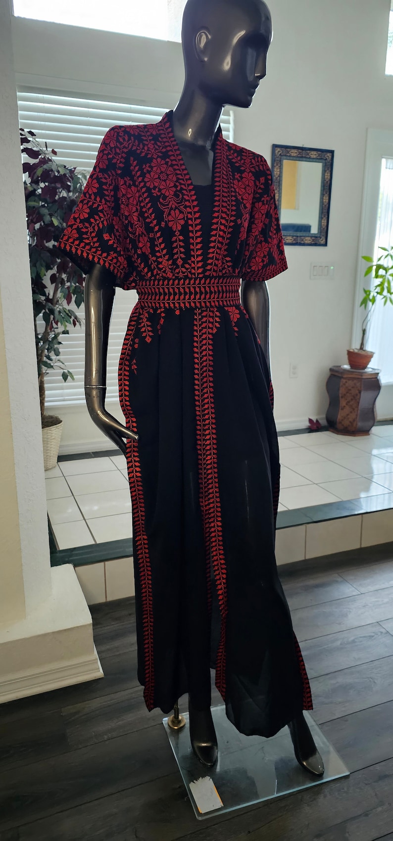 Traditional Modern Palestinian Jordanian Black Embroidered Tatreez ...