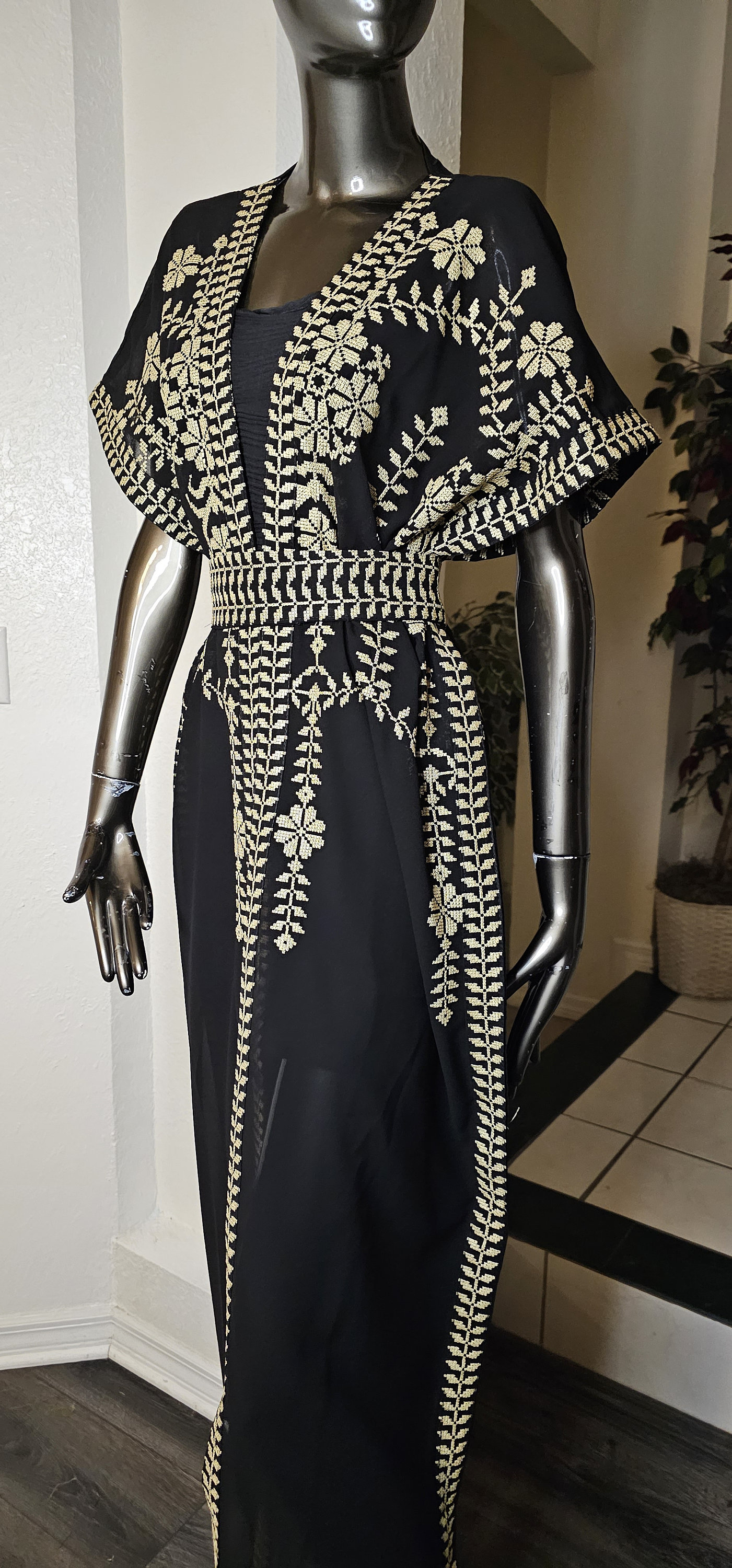 Traditional Modern Palestinian Jordanian Black Embroidered Tatreez ...