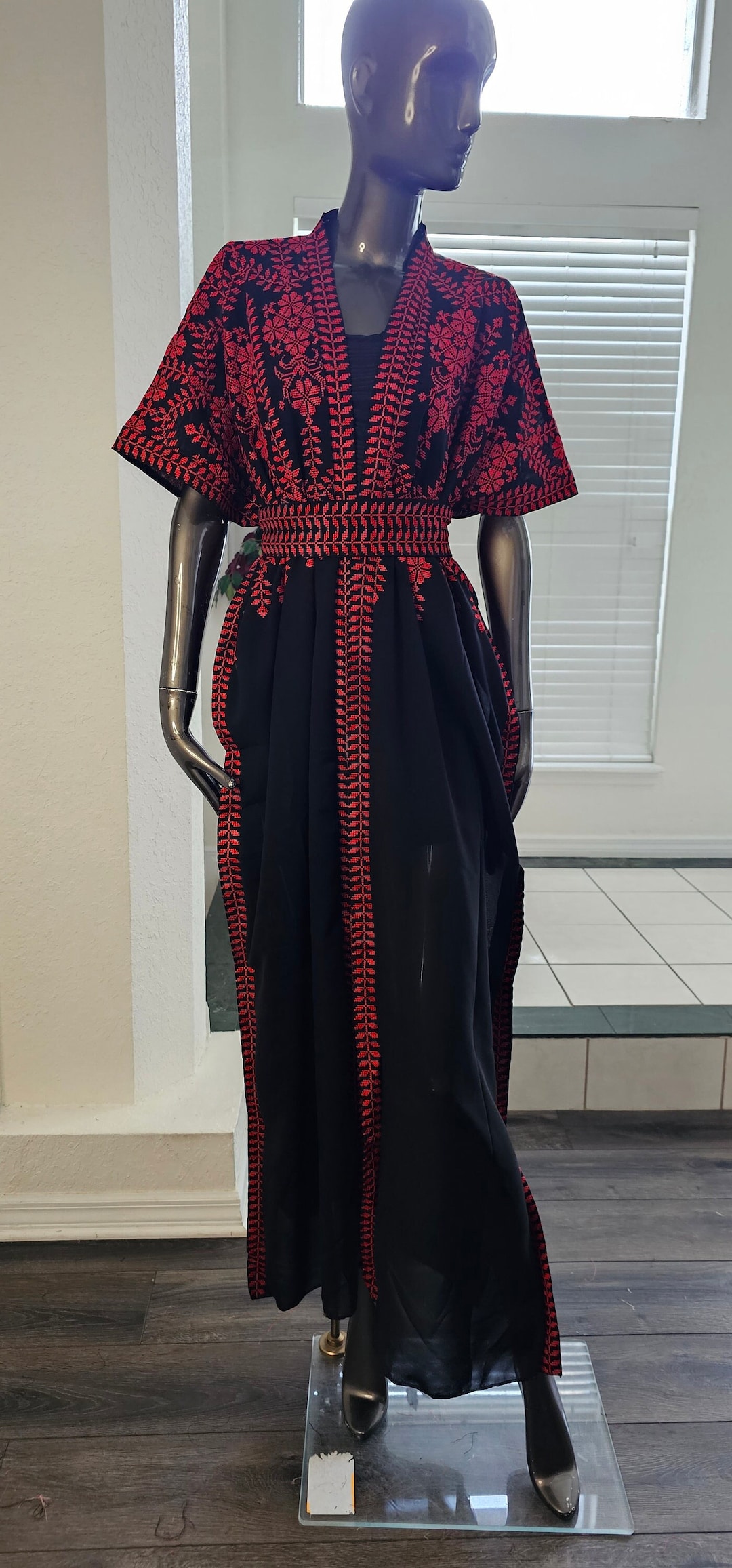 Traditional Modern Palestinian Jordanian Black Embroidered Tatreez ...