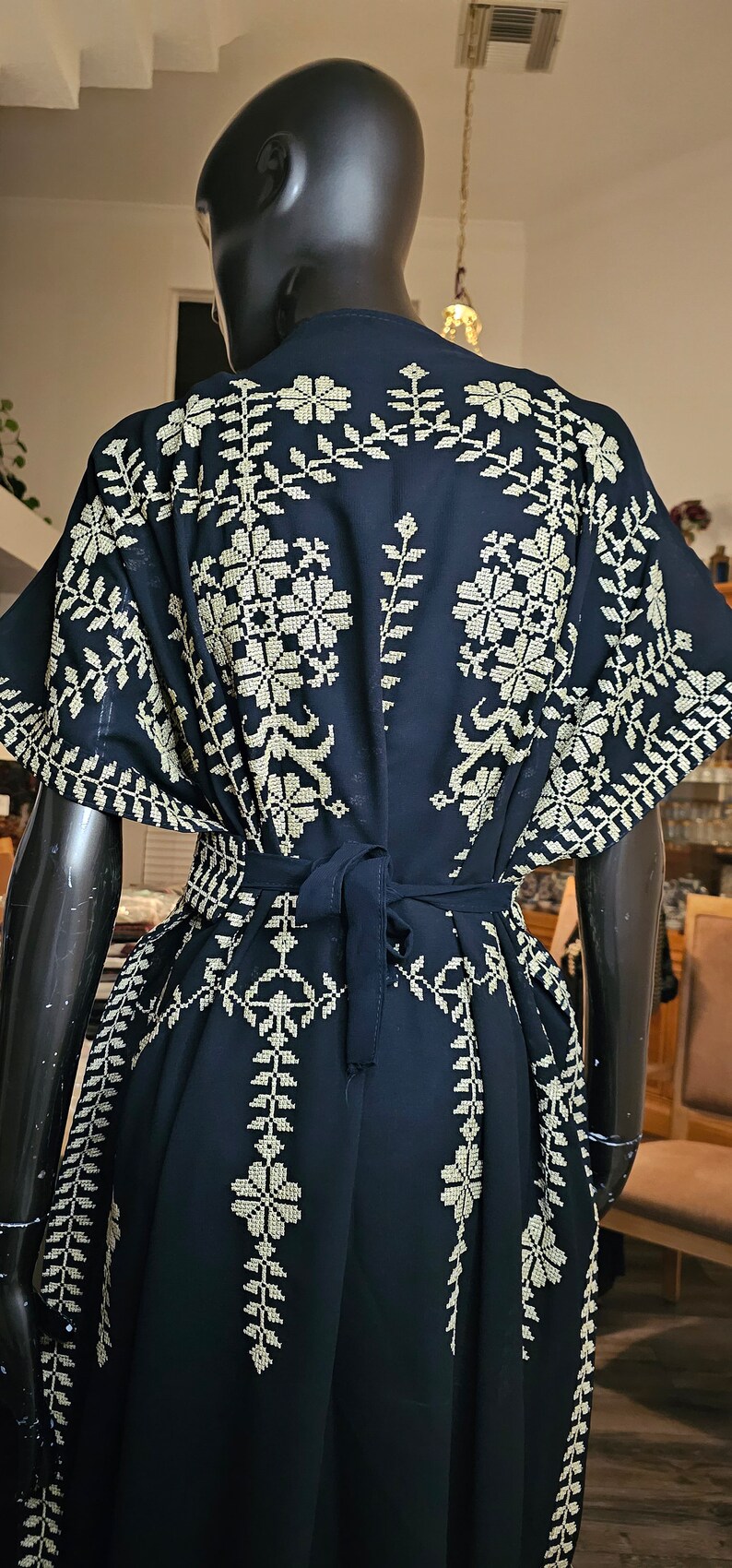 Traditional Modern Palestinian Jordanian Black Embroidered Tatreez ...