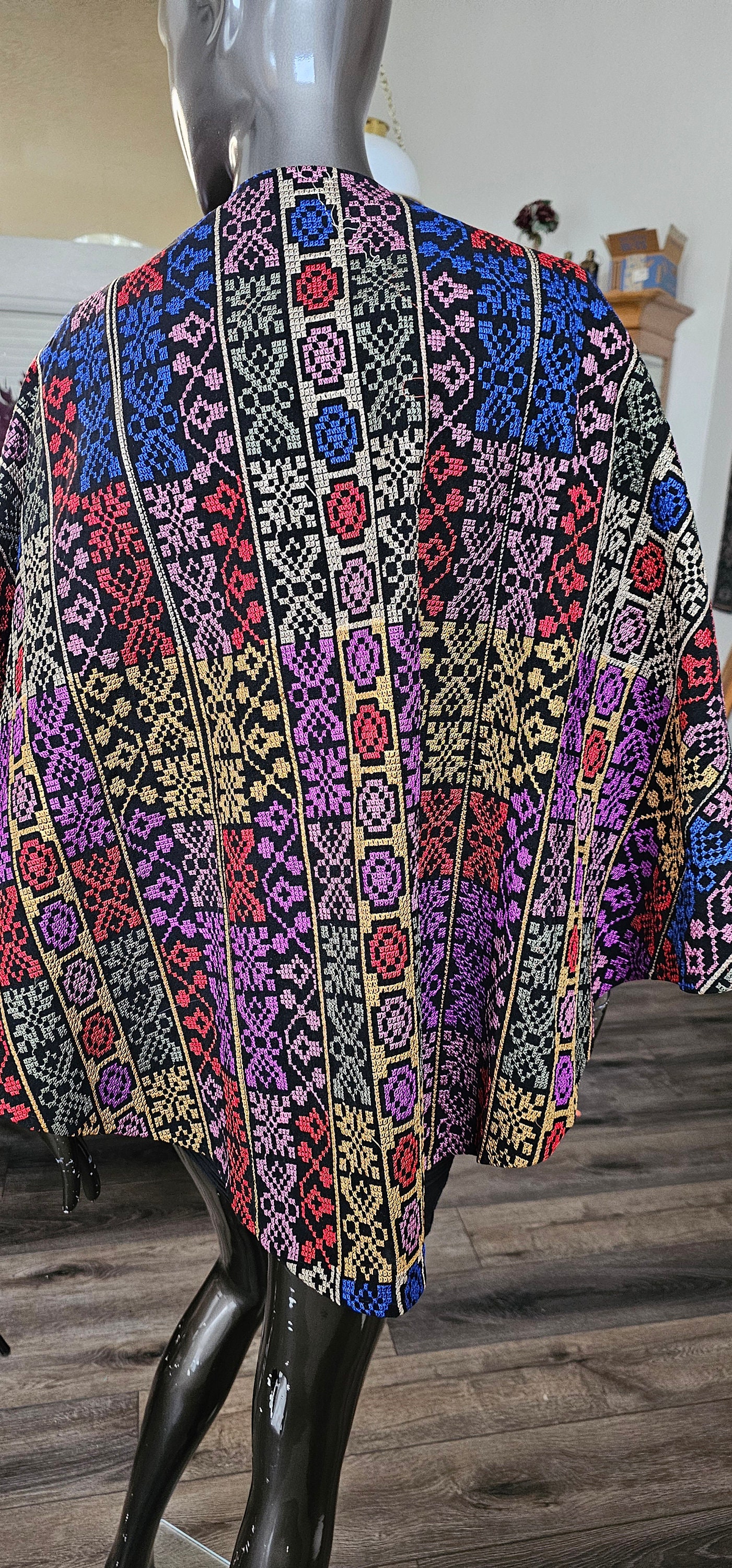 Gold With Colorful Full Embroidered tatreez Jacket / Cape From Front ...