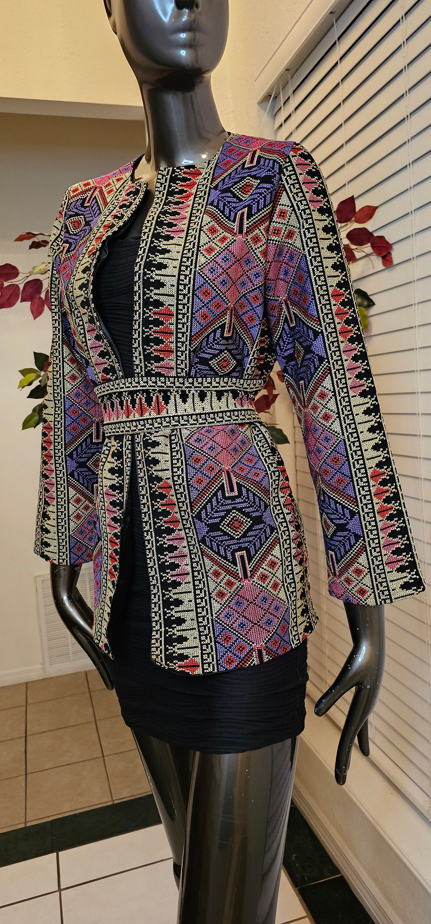 Full Embroidered Palestinian Jordanian Jacket With Gold, Purple and ...