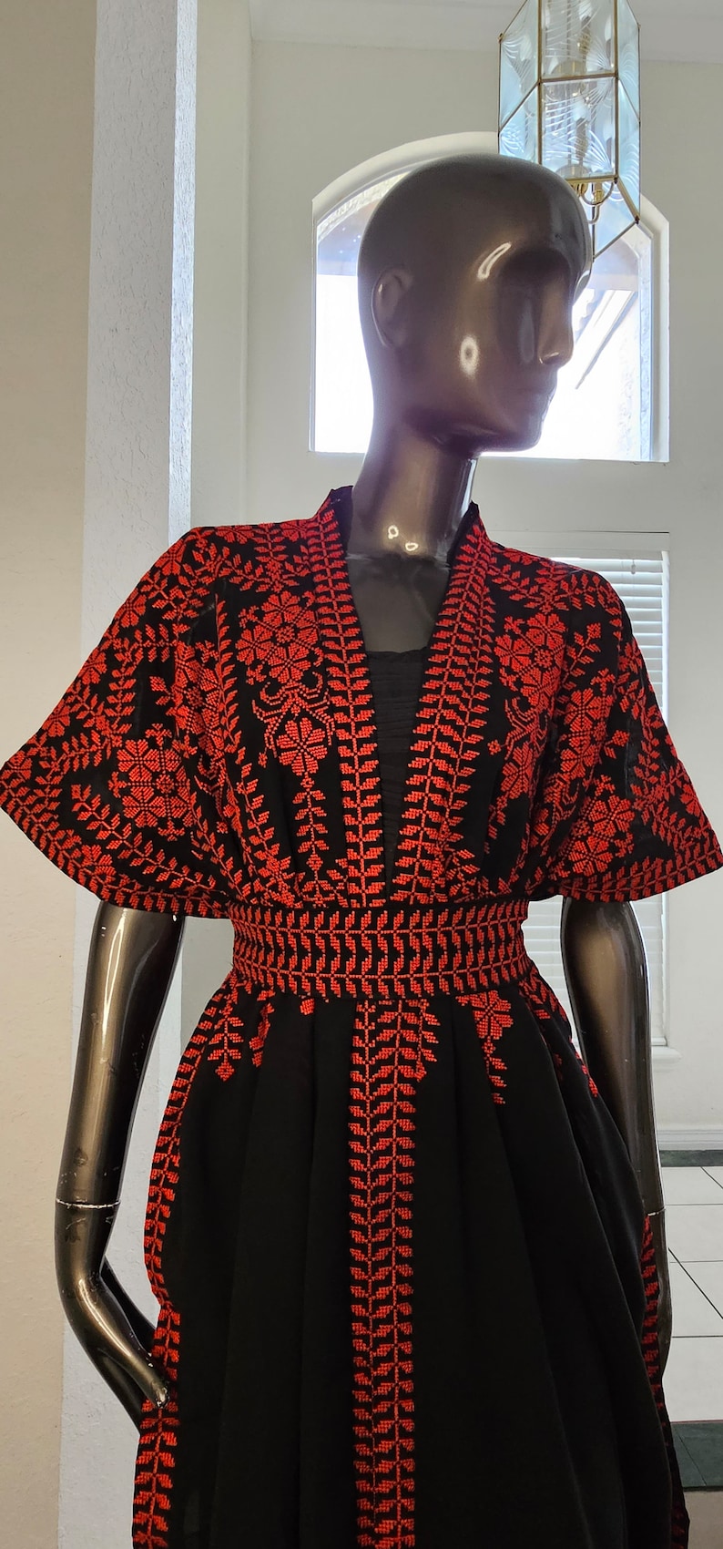 Traditional Modern Palestinian Jordanian Black Embroidered Tatreez ...