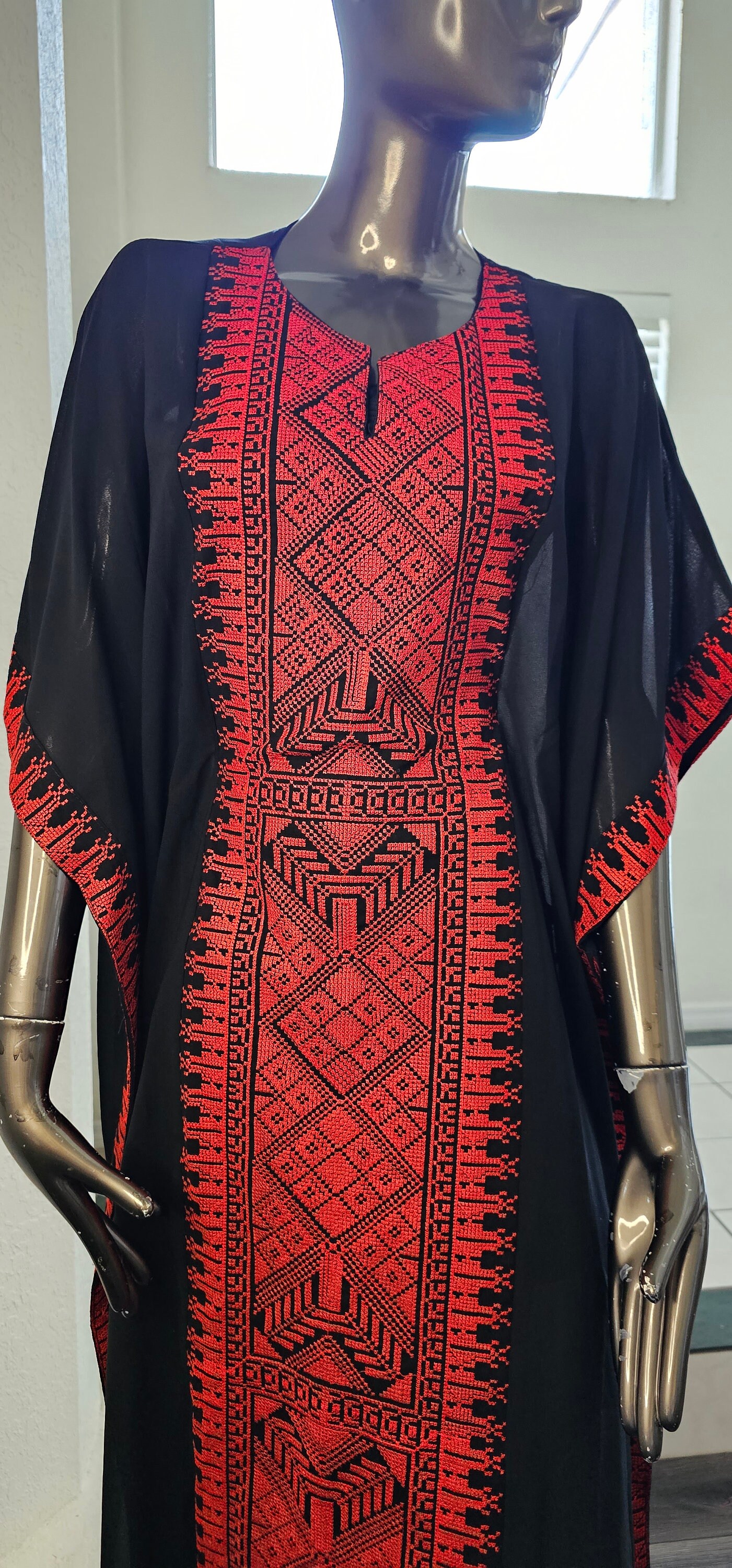 One Size Palestinian Jordanian Embroidered Tatreez Black Abaya - Etsy