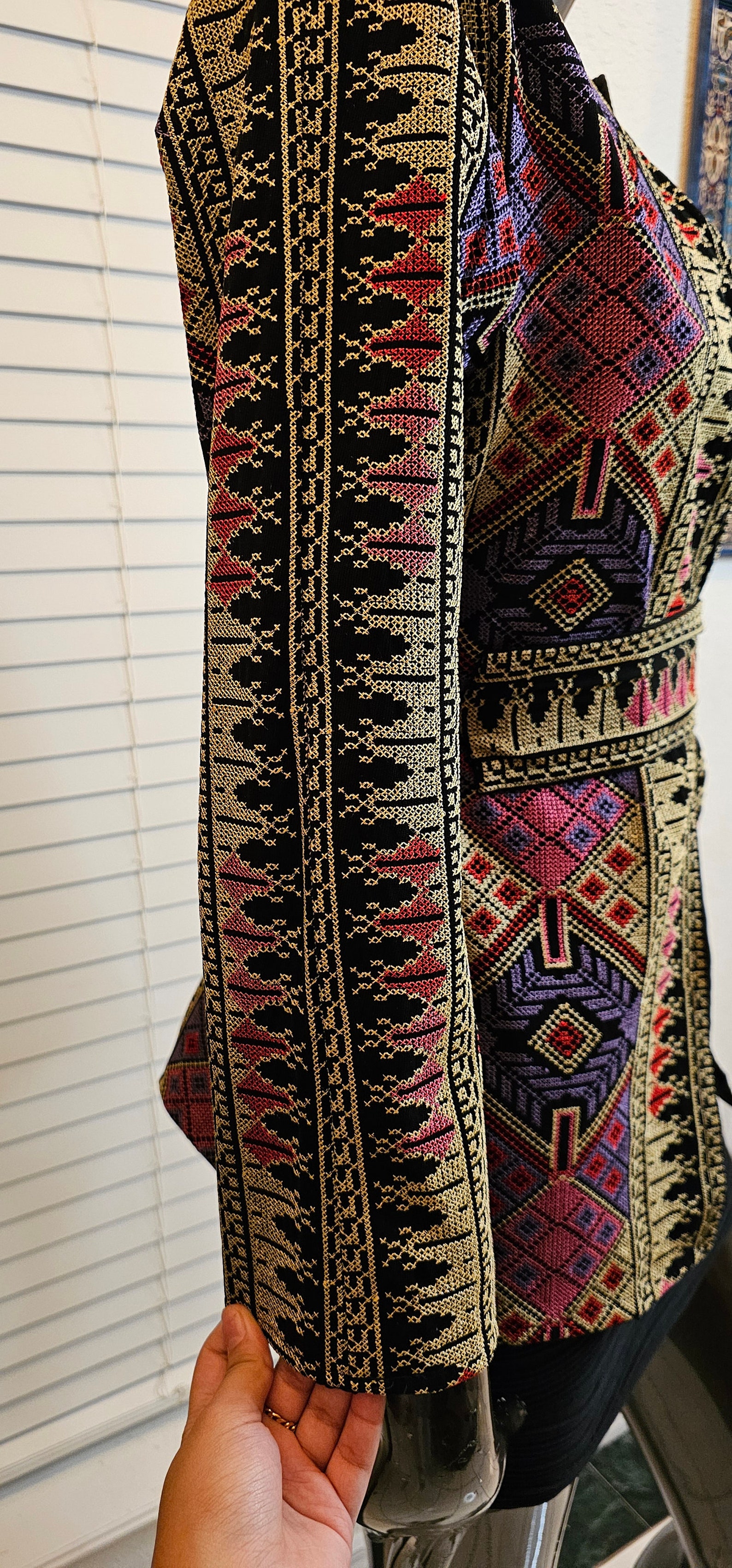 Full Embroidered Palestinian Jordanian Jacket With Gold, Purple and ...