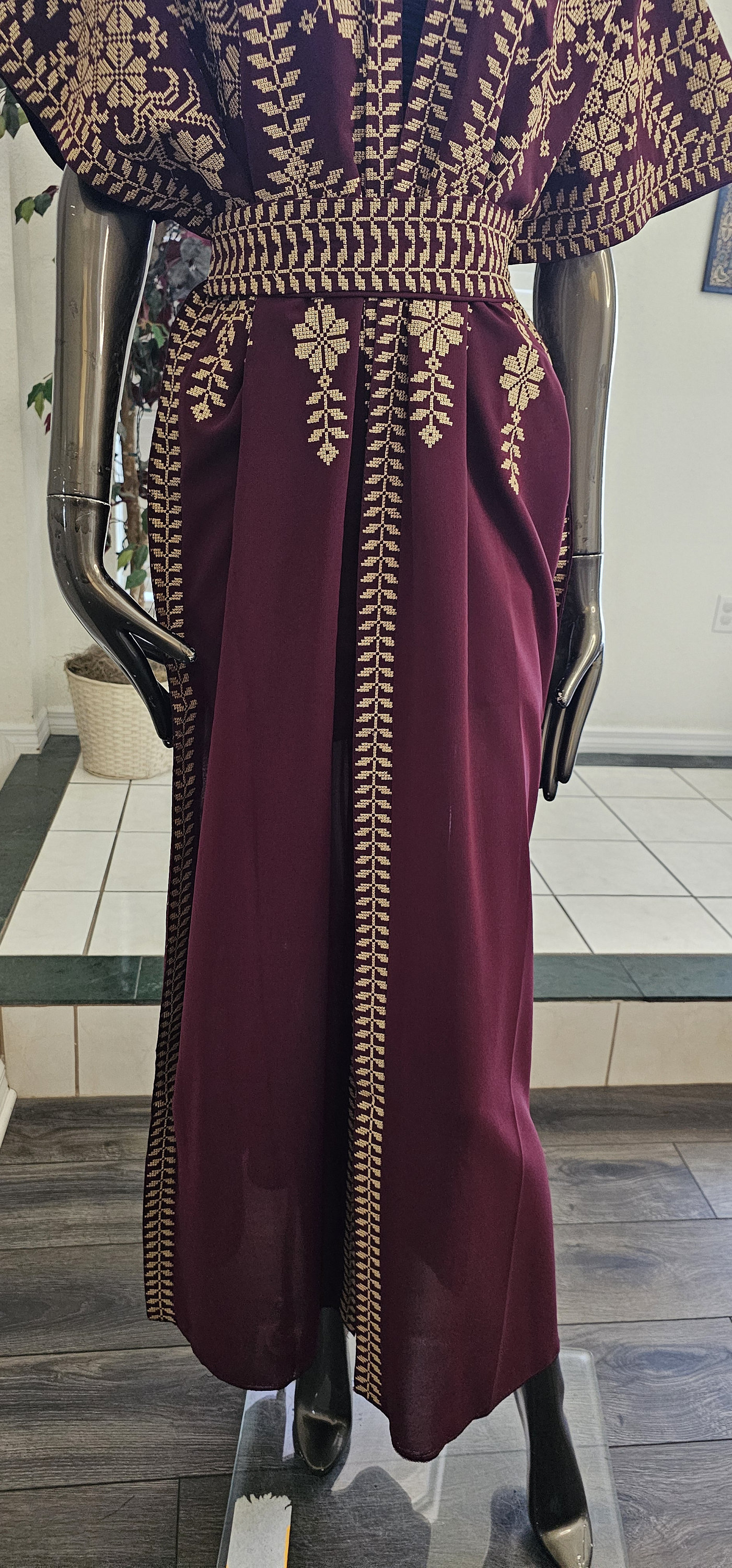 Traditional Modern Palestinian Jordanian Burgundy Embroidered Tatreez ...
