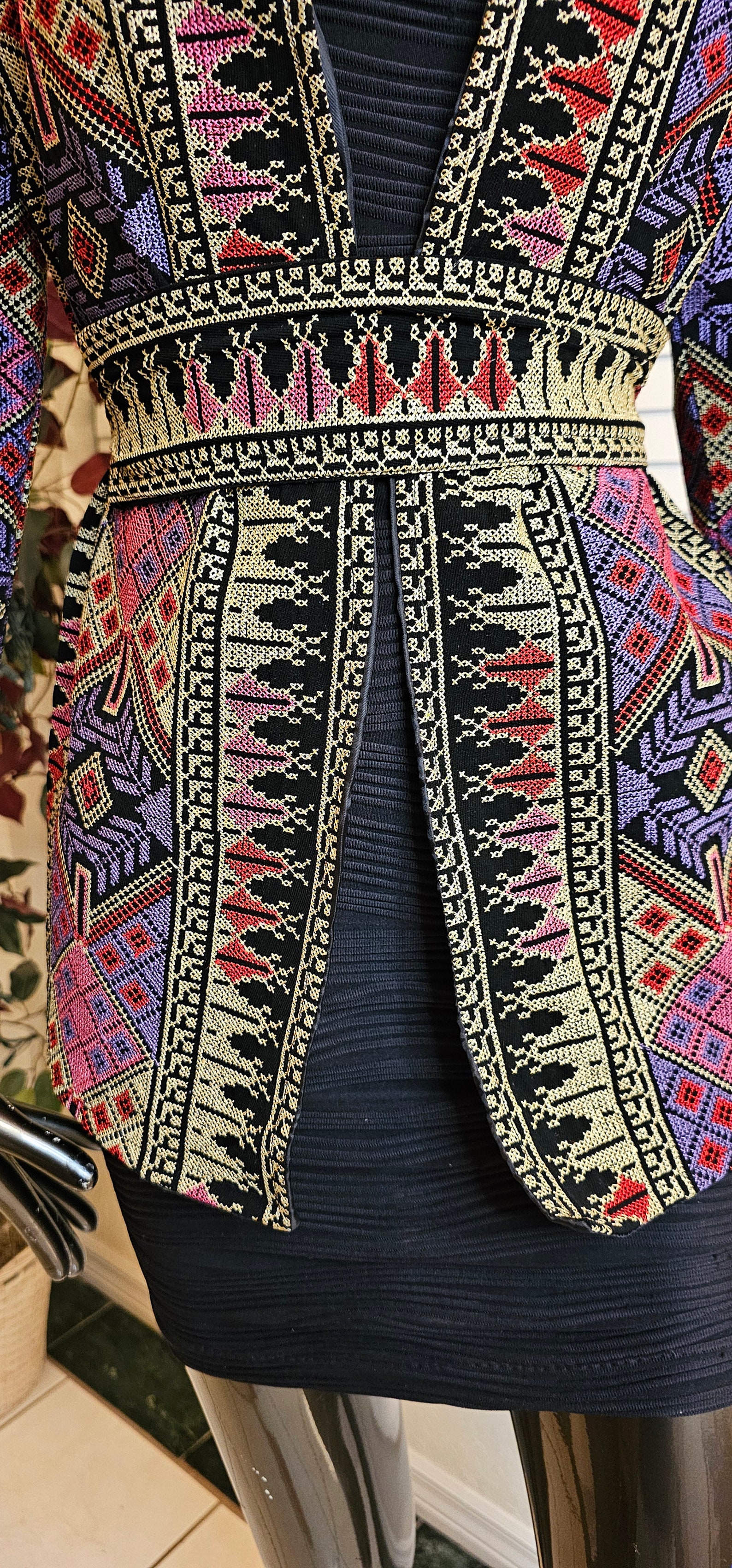 Full Embroidered Palestinian Jordanian Jacket With Gold, Purple and ...
