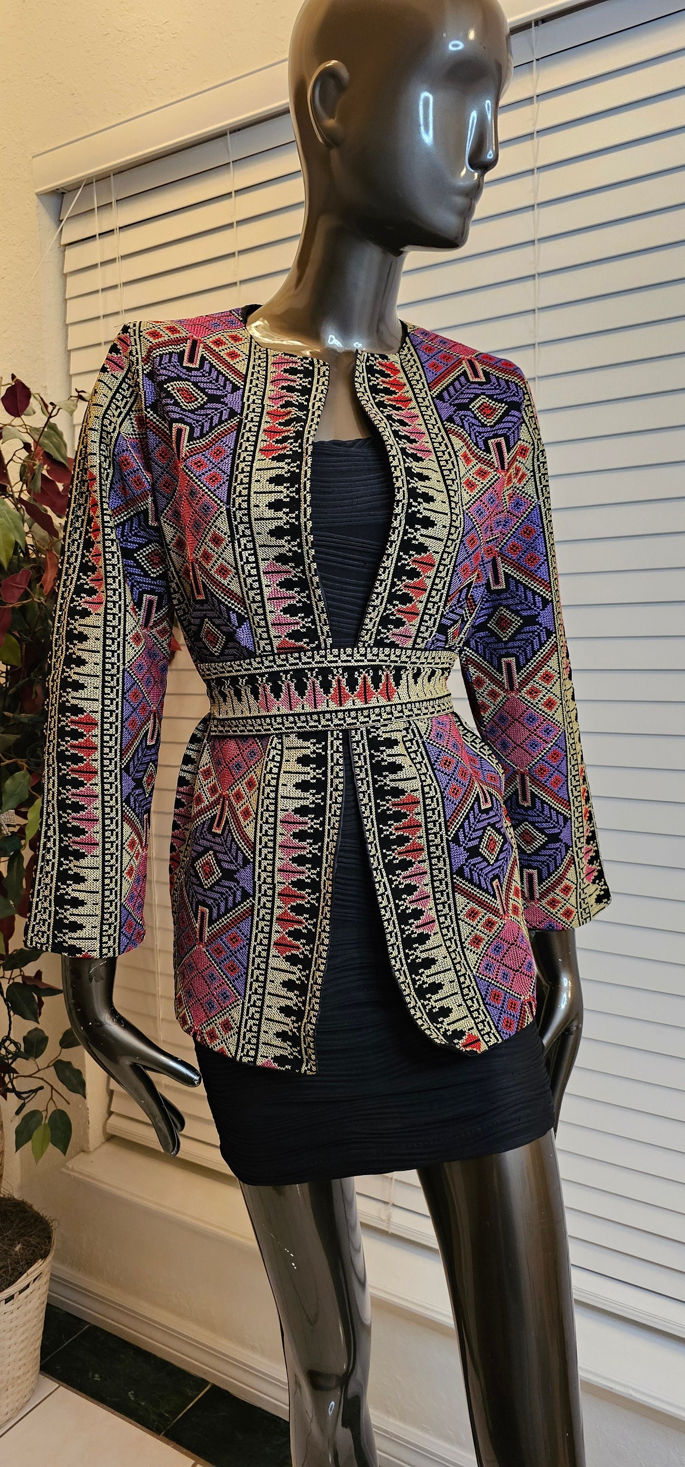 Full Embroidered Palestinian Jordanian Jacket With Gold, Purple and ...