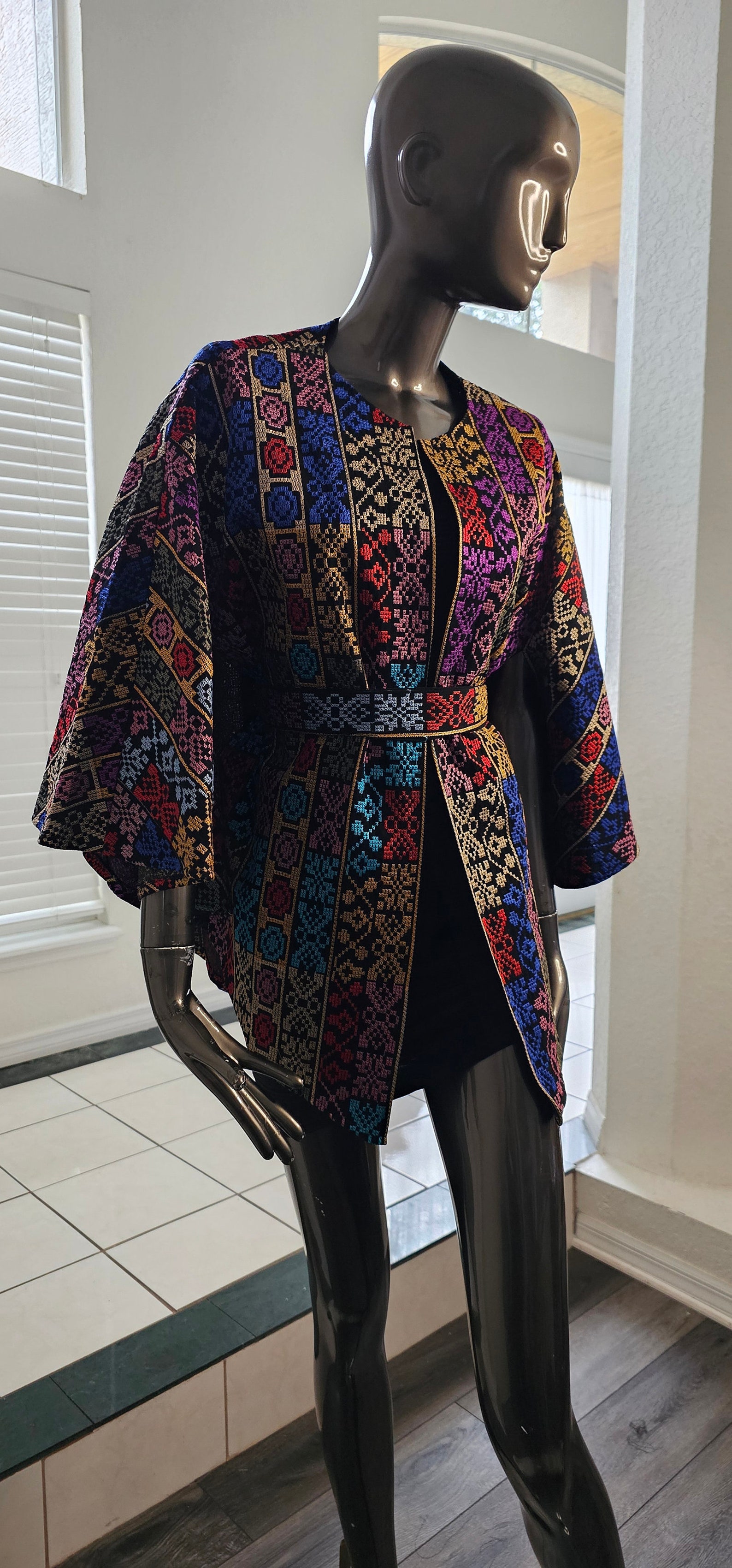 Gold With Colorful Full Embroidered tatreez Jacket / Cape From Front ...