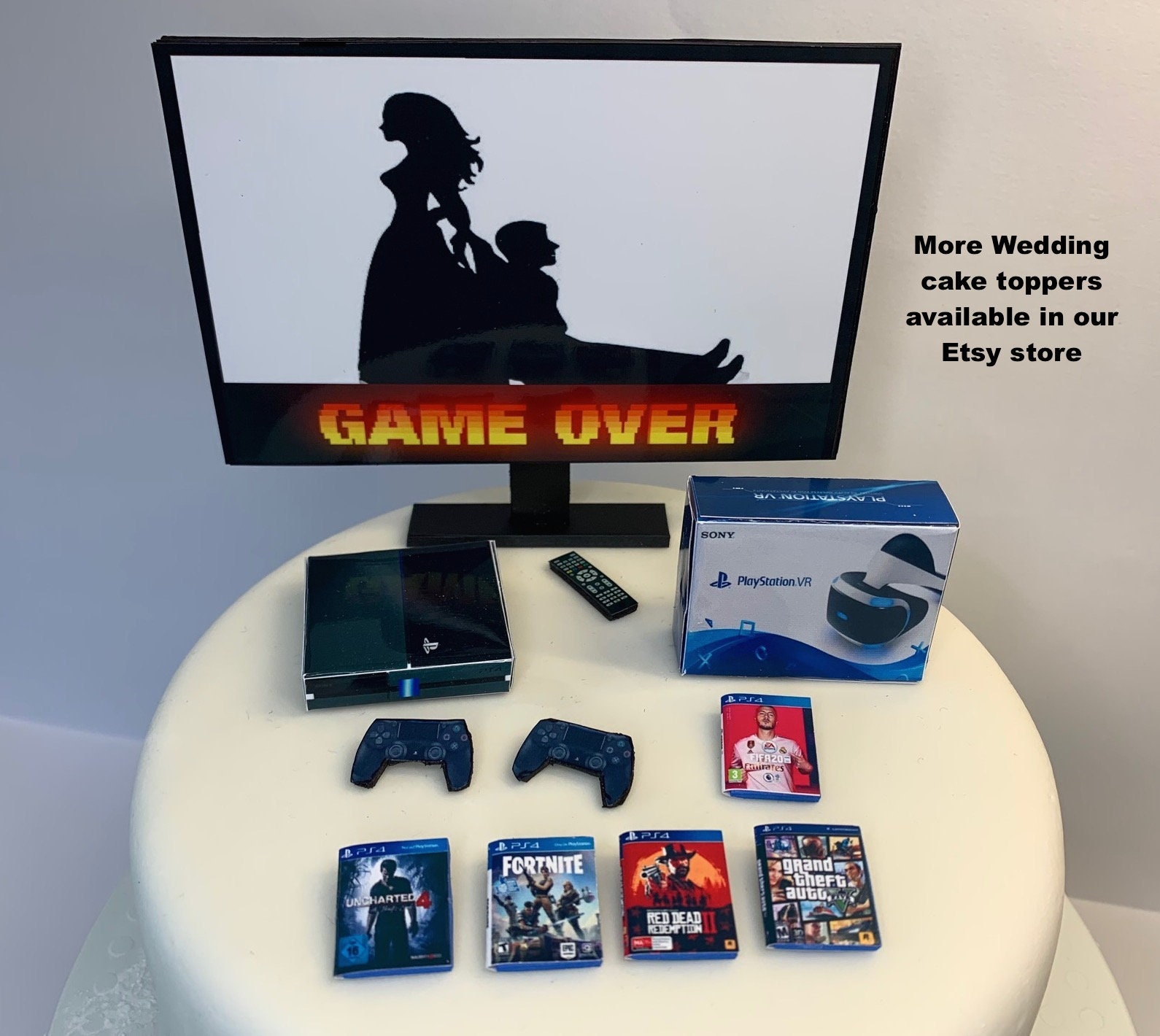 GAME OVER Funny Wedding Cake Toppers PS4 Bundle - Etsy