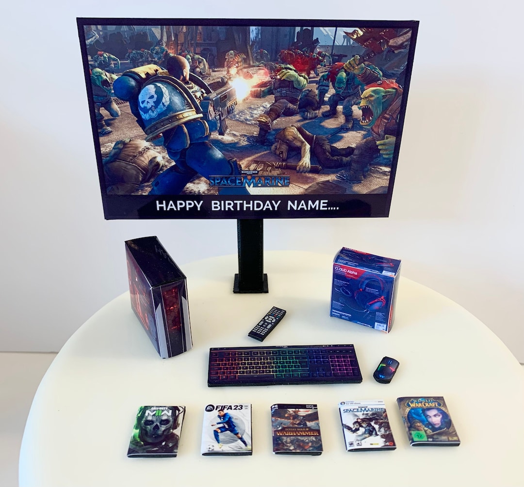 Gaming PC Birthday Cake Toppers | PERSONALISED Set | Custom Image ...