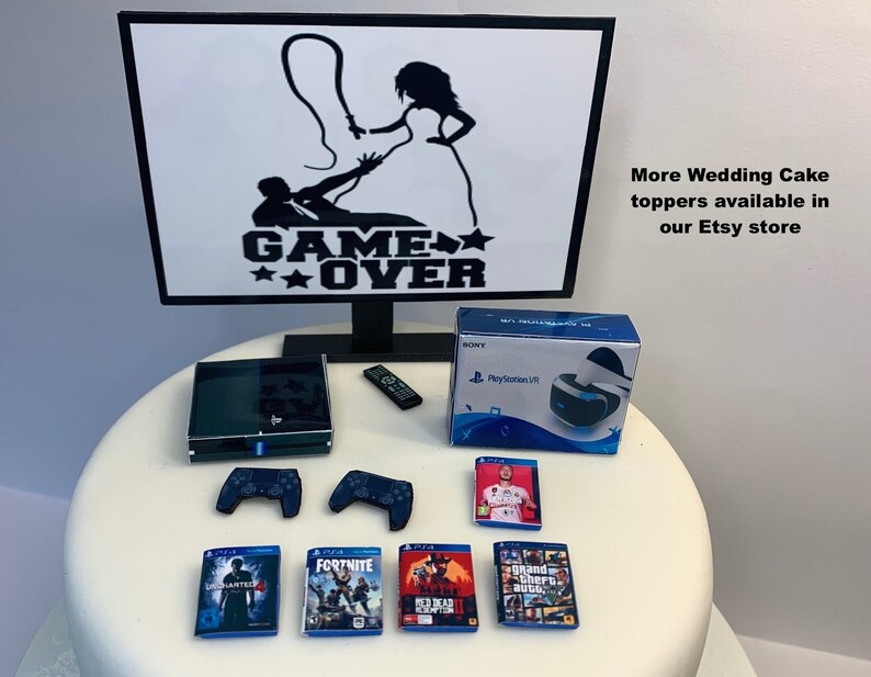 PERSONALISED Wedding Cake Toppers GAME OVER PS4 Bundle - Etsy