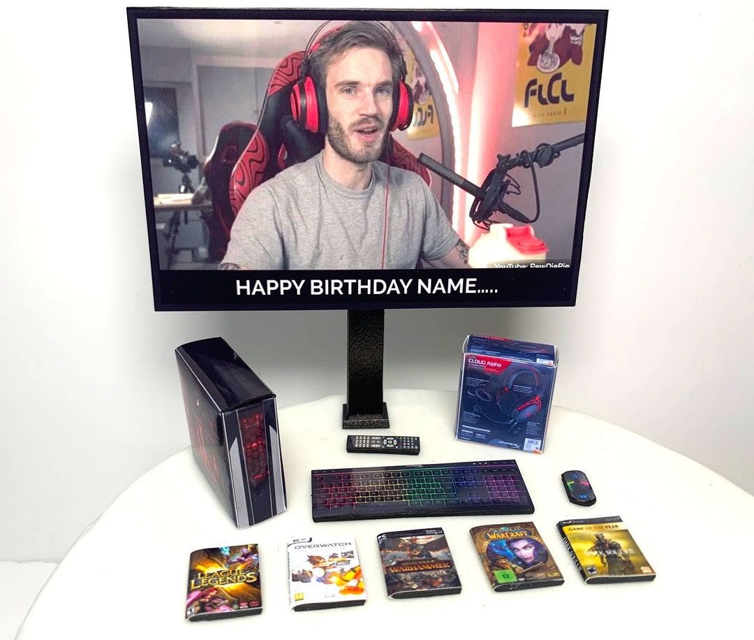 Gaming PC Birthday Cake Toppers | PERSONALISED Set | Custom Image ...