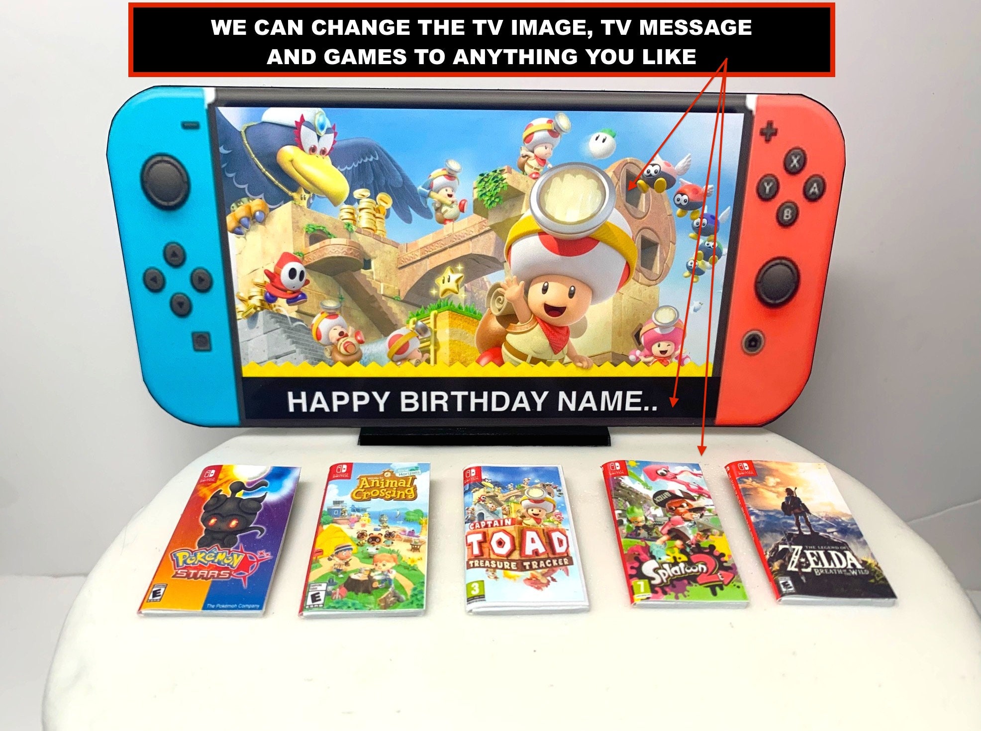 Personalised Cake Topper | Fun Nintendo Switch Topper With Custom Image ...