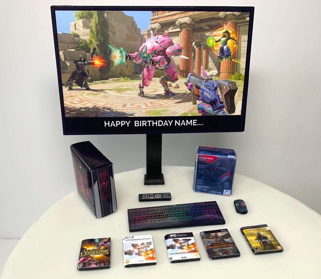 Gaming PC Birthday Cake Toppers | PERSONALISED Set | Custom Image ...