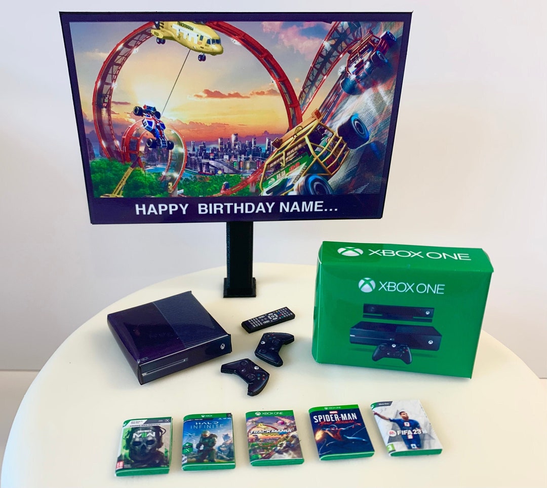 Personalised Cake Topper | Xbox One Bundle + Custom Image + Message on ...
