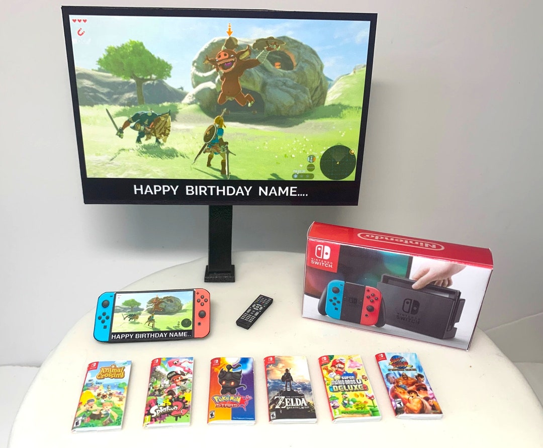 Personalised Cake Topper | Nintendo Switch With Custom Image, Message ...