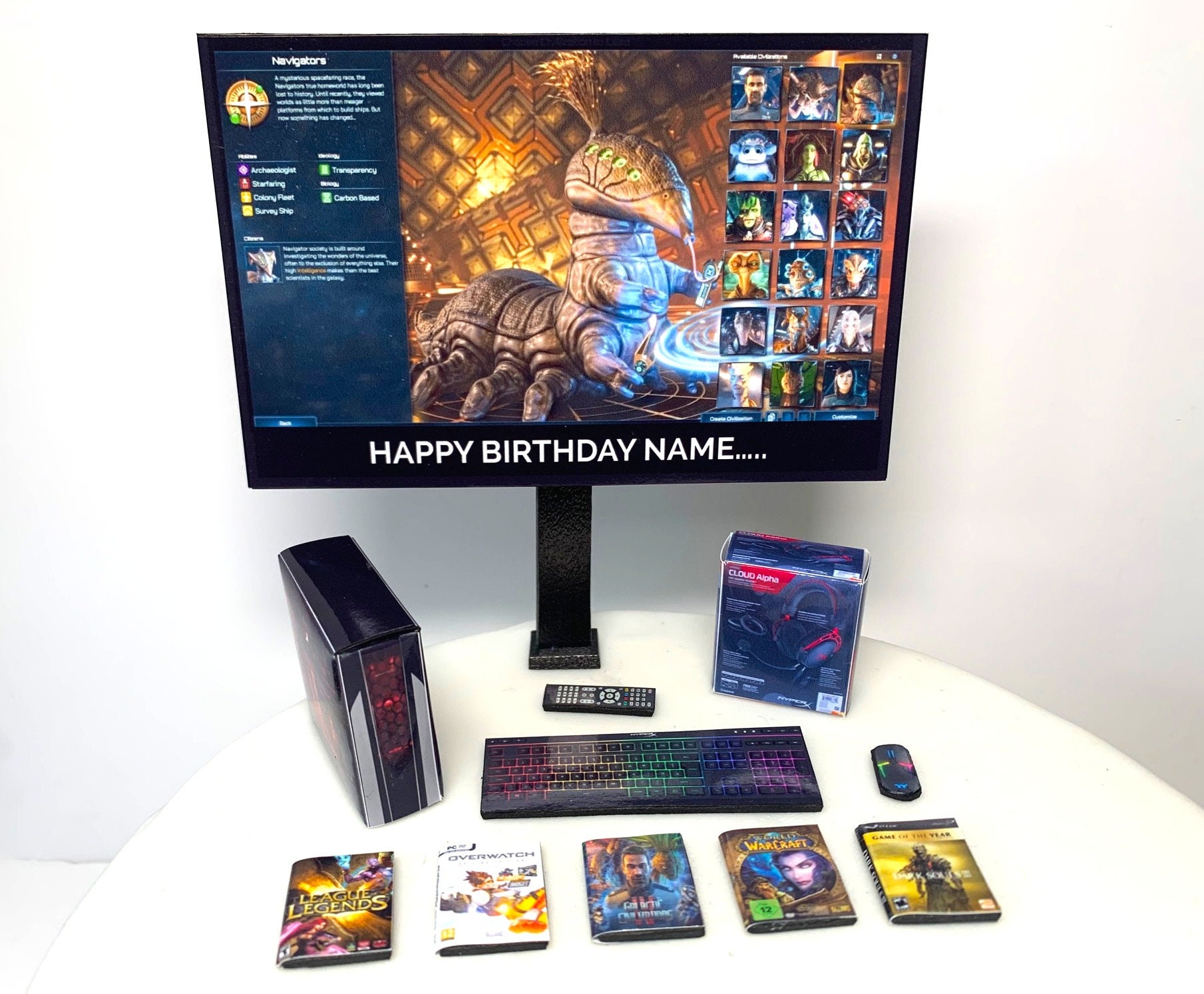 PERSONALISED Gamer PC Birthday Cake Toppers | Custom Image + Message on ...