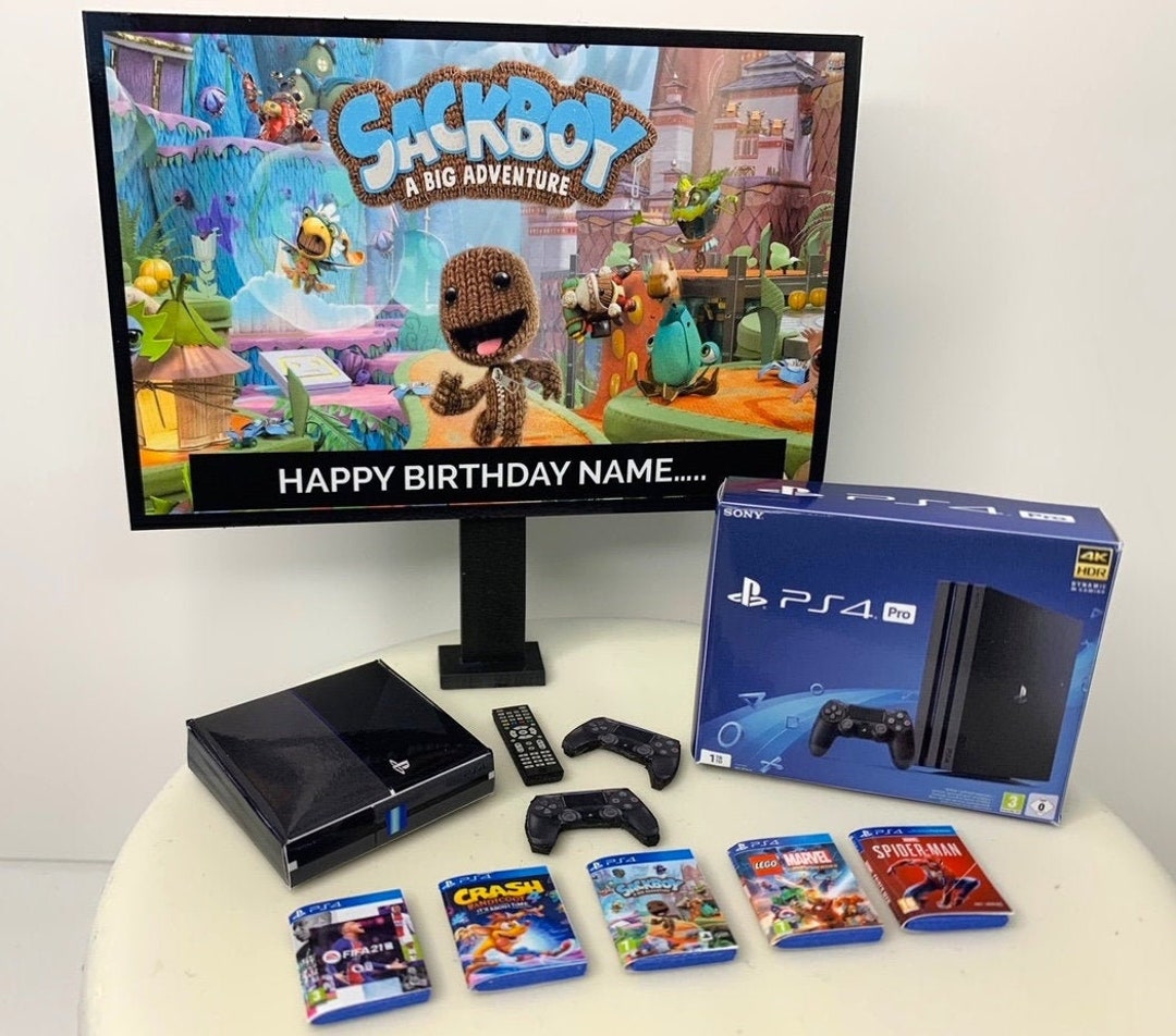 PERSONALISED Birthday Cake Topper | PS4 Bundle | Custom Image + Message ...