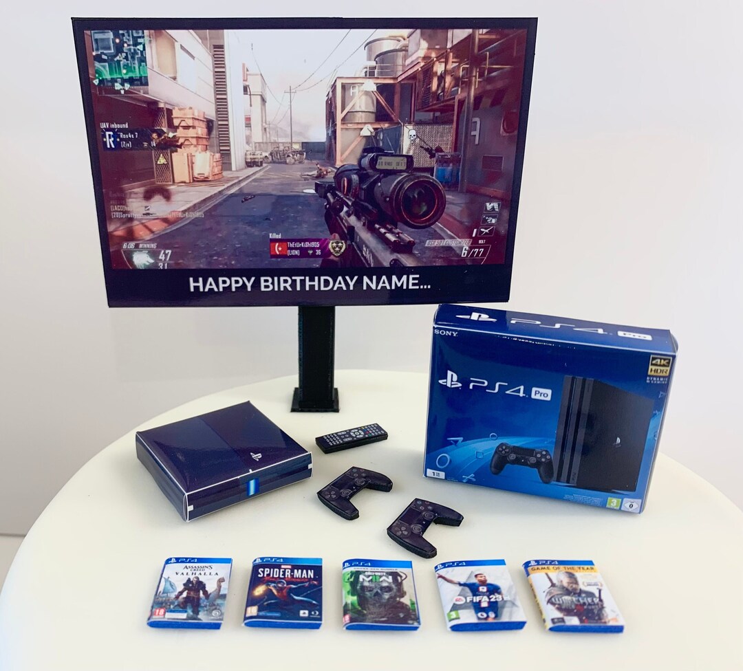 Cake Topper PERSONALISED Cake Topper PS4 Bundle Custom Message and ...