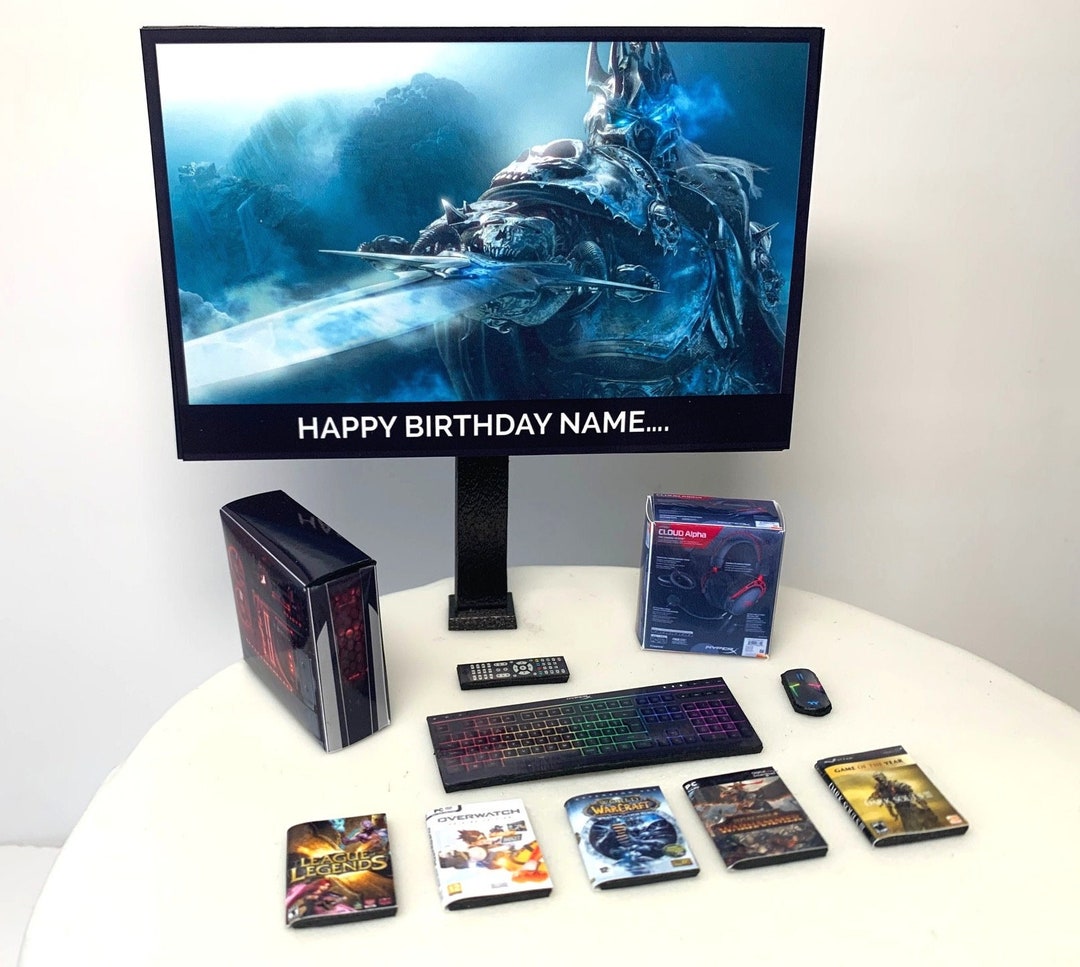 Gaming PC Birthday Cake Toppers | PERSONALISED Set | Custom Image ...