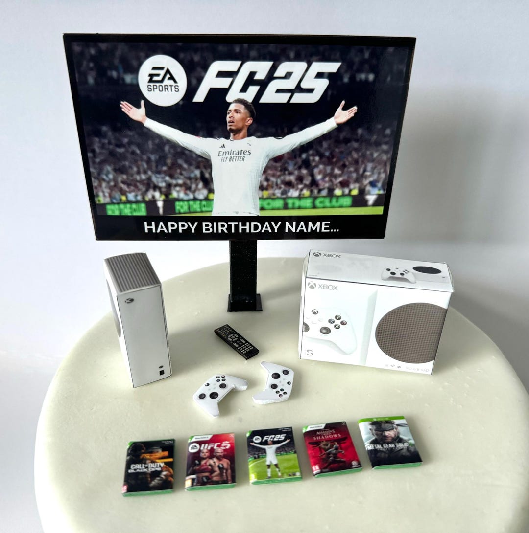 FIFA Cake Topper | Series S Bundle + Custom Message & Image on the TV ...