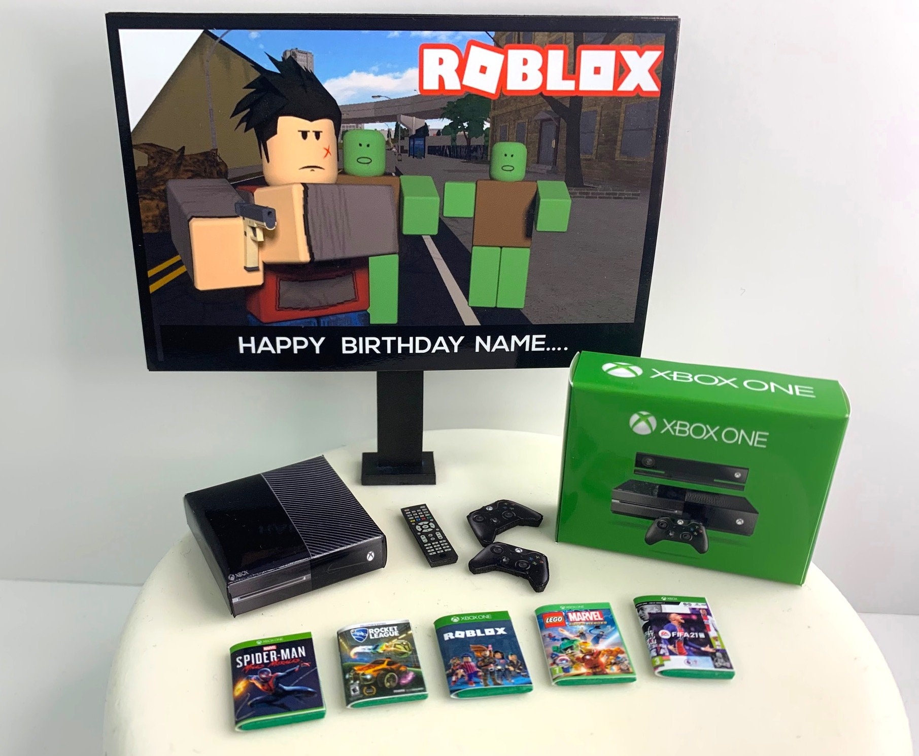 Personalised Childrens Cake Topper | Xbox One Bundle + Custom Image and ...