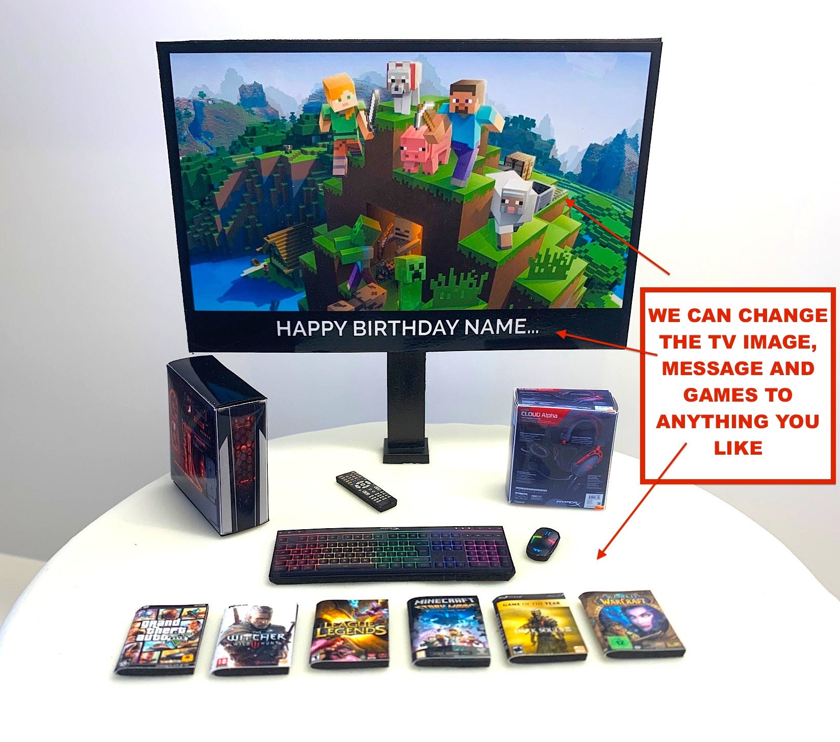 Gaming PC Birthday Cake Toppers PERSONALISED Set Custom - Etsy