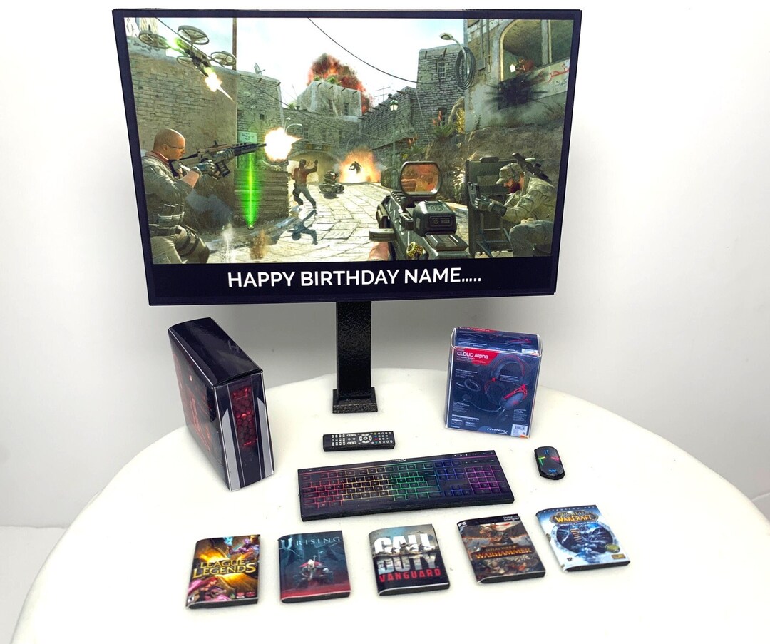 PERSONALISED Gamer PC Birthday Cake Toppers | Custom Image + Message on ...