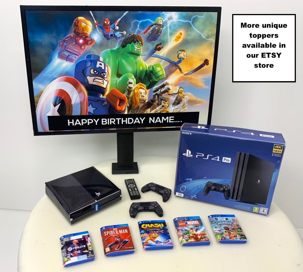 Personalised Birthday Cake Toppers PS4 Bundle Custom | Etsy