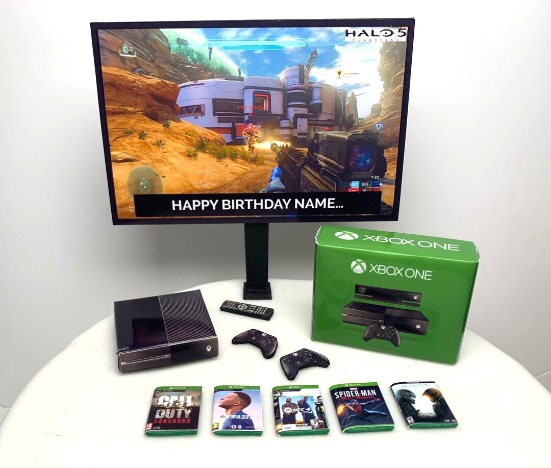 Personalised Cake Topper | Xbox One Bundle + Custom Image + Message on ...