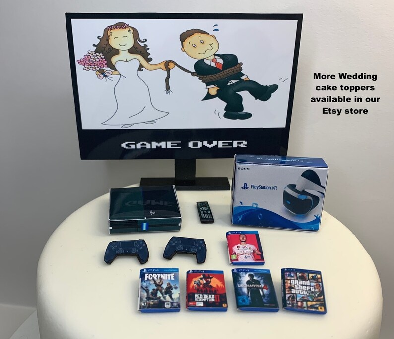 PERSONALISED Wedding Cake Toppers GAME OVER PS4 Bundle - Etsy