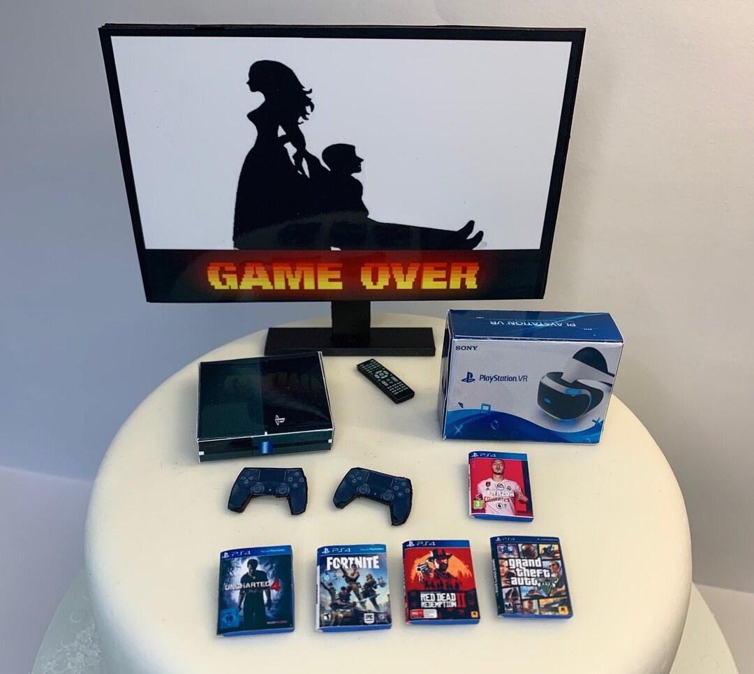 Personalised Wedding Cake Topper Set | GAME OVER PS4 Bundle | Funny ...