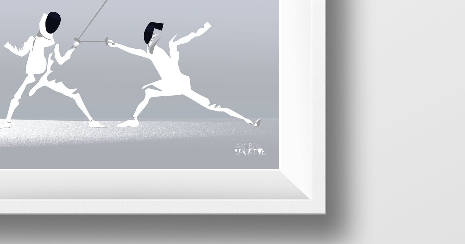 Fencing Poster Gift Illustration in White for a Fencer or - Etsy