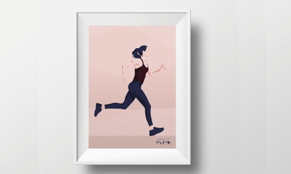 Woman Running Poster Gift Illustration for Girl Runner or | Etsy