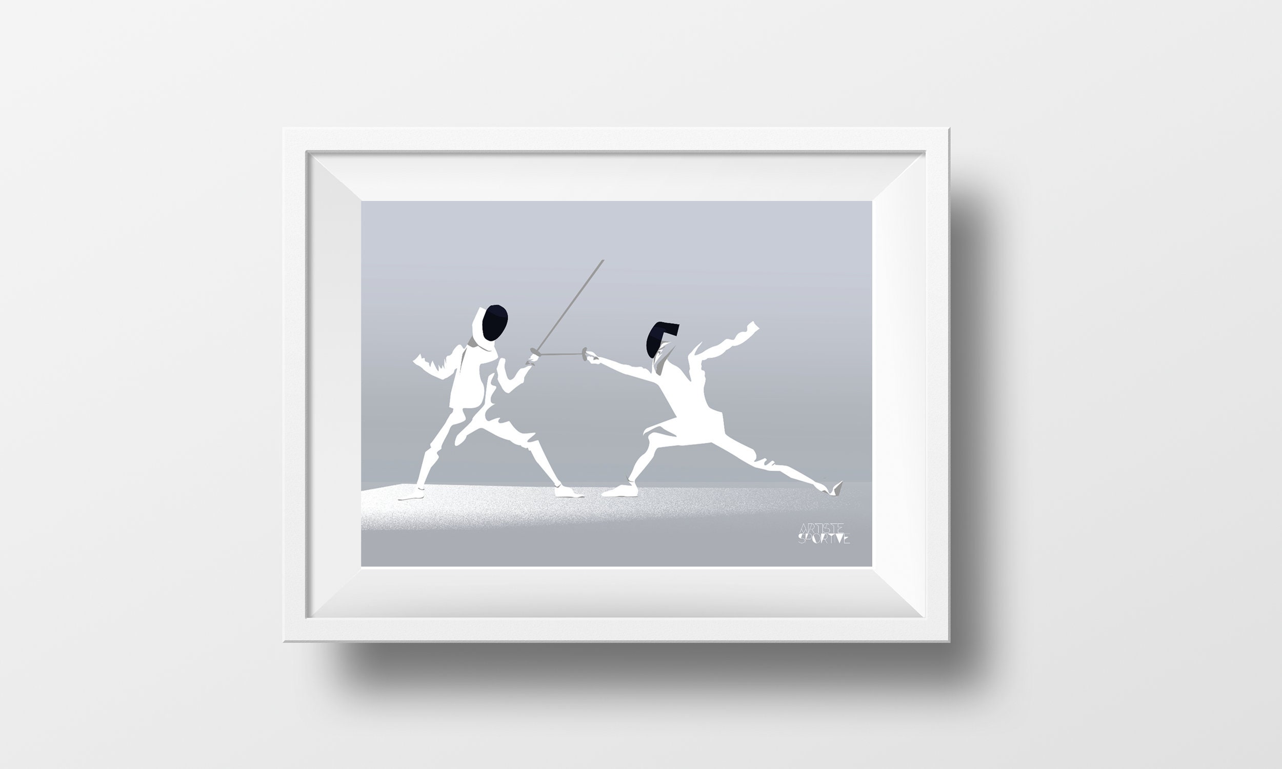 Fencing Poster Gift Illustration in White for a Fencer or - Etsy