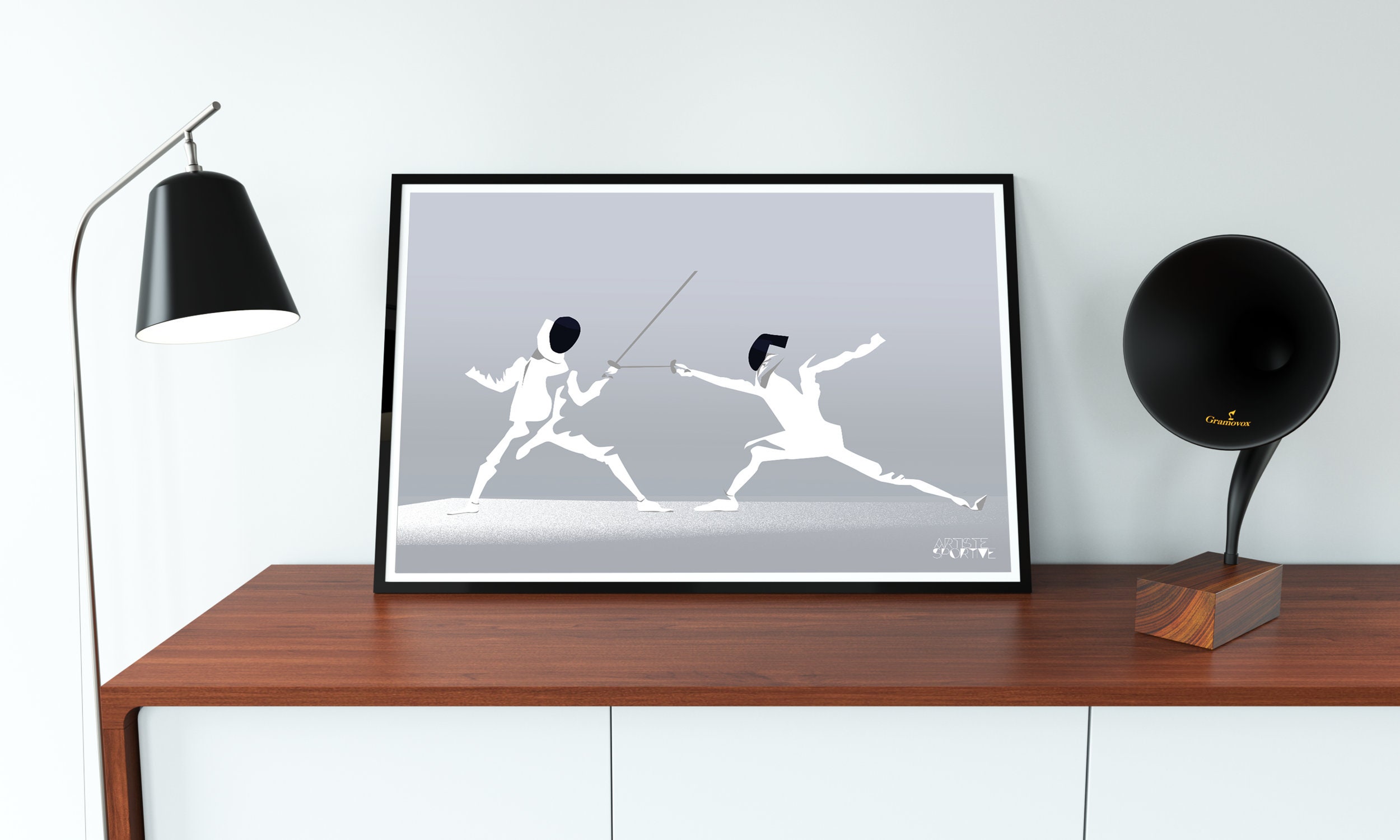 Fencing Poster Gift Illustration in White for a Fencer or - Etsy