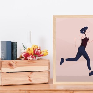 Woman Running Poster Gift Illustration for Girl Runner or Jogger or ...
